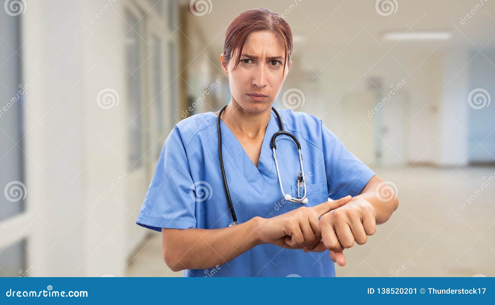 Angry Nurse Pointing at Wrist Stock Image - Image of medical, portrait ... Angry Nurse Pointing at Wrist Stock Image - Image of medical, portrait ...