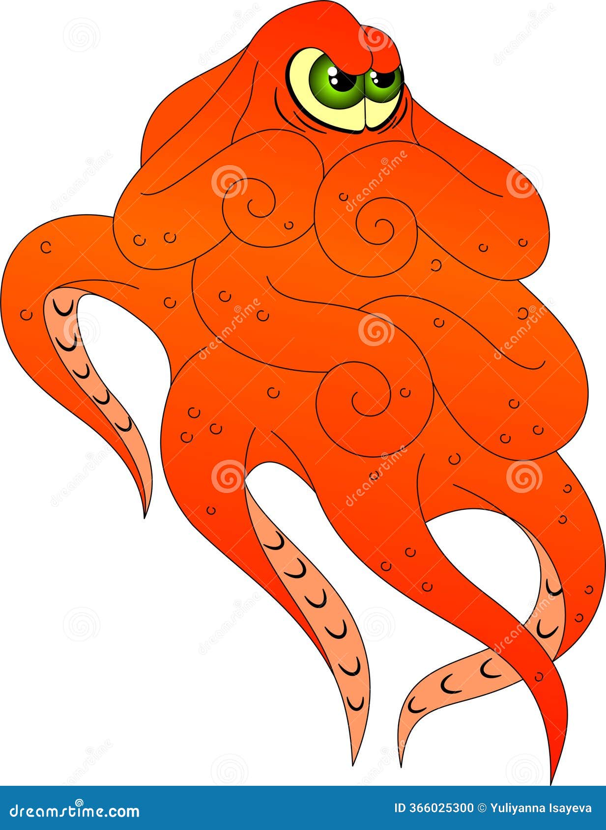 Angry Octopus With Volcano And Water. AI Generative Illustration ...