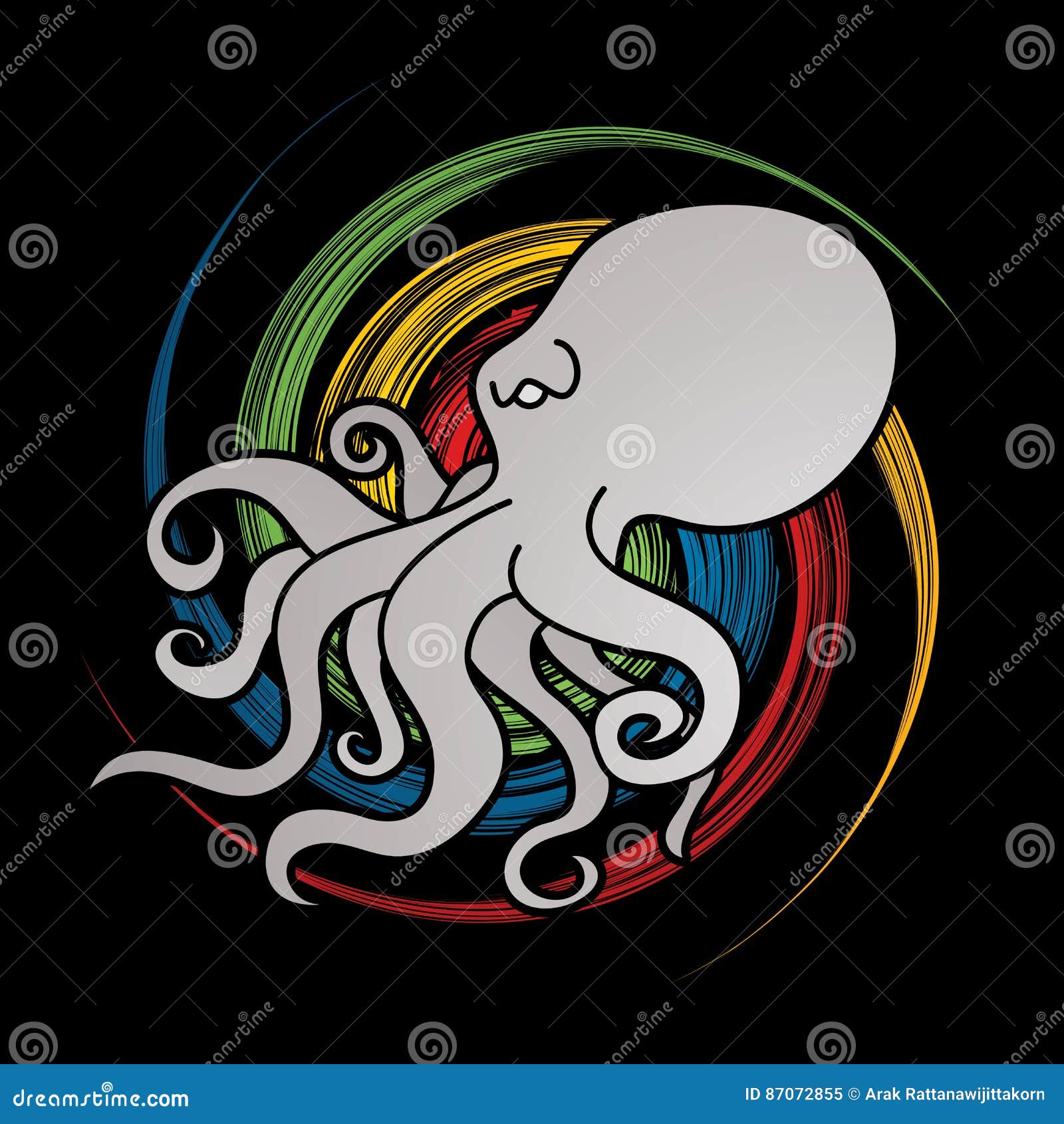 Angry Octopus Graphic Vector. Stock Vector - Illustration of colors ...