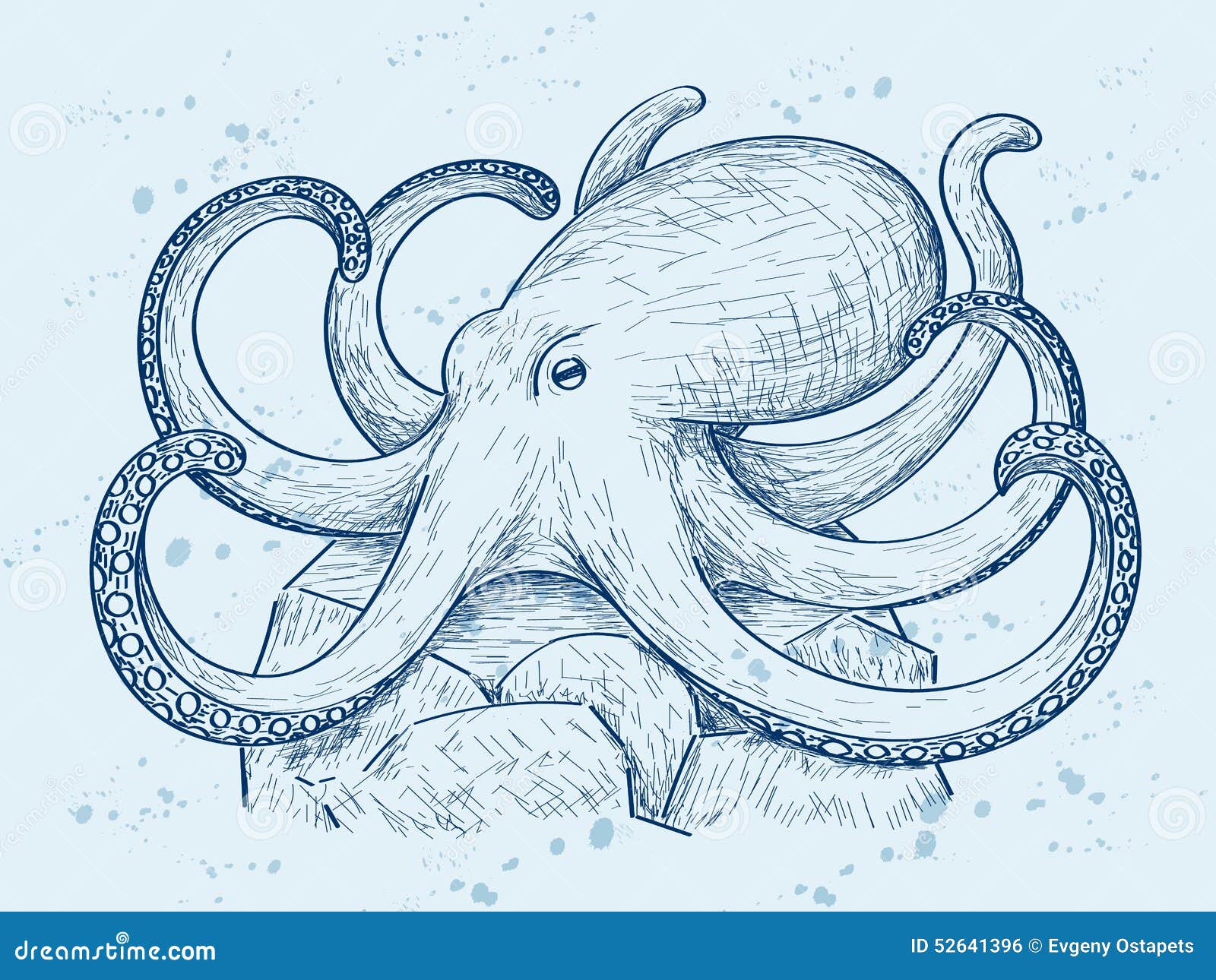 Angry octopus stock vector. Illustration of ocean, octopus - 52641396