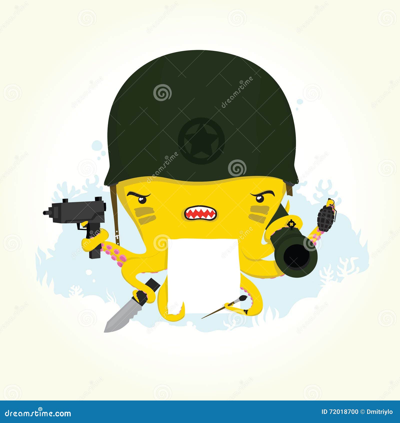 Angry Octopus Vector Illustration Stock Vector - Illustration of ...