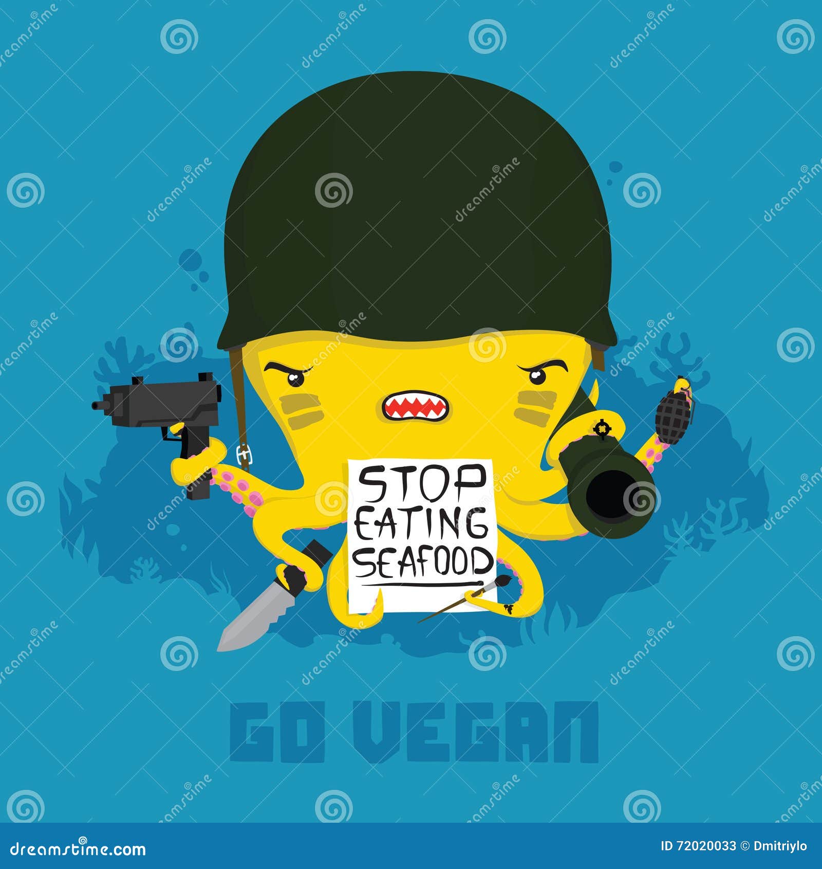 Angry Octopus Vector Illustration Stock Vector - Illustration of animal ...