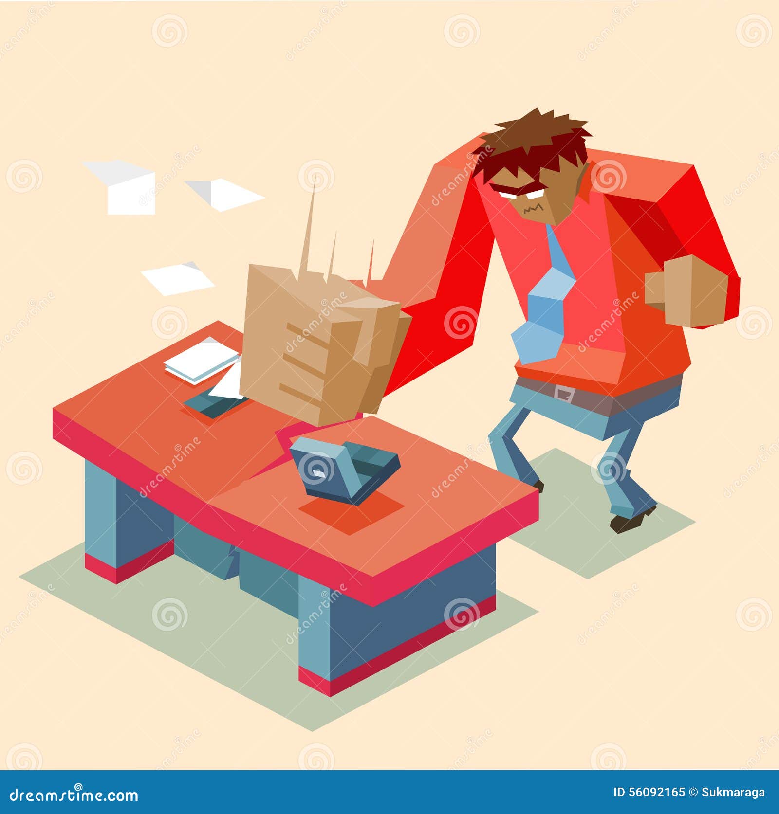 Angry at office stock illustration. Illustration of anger - 56092165