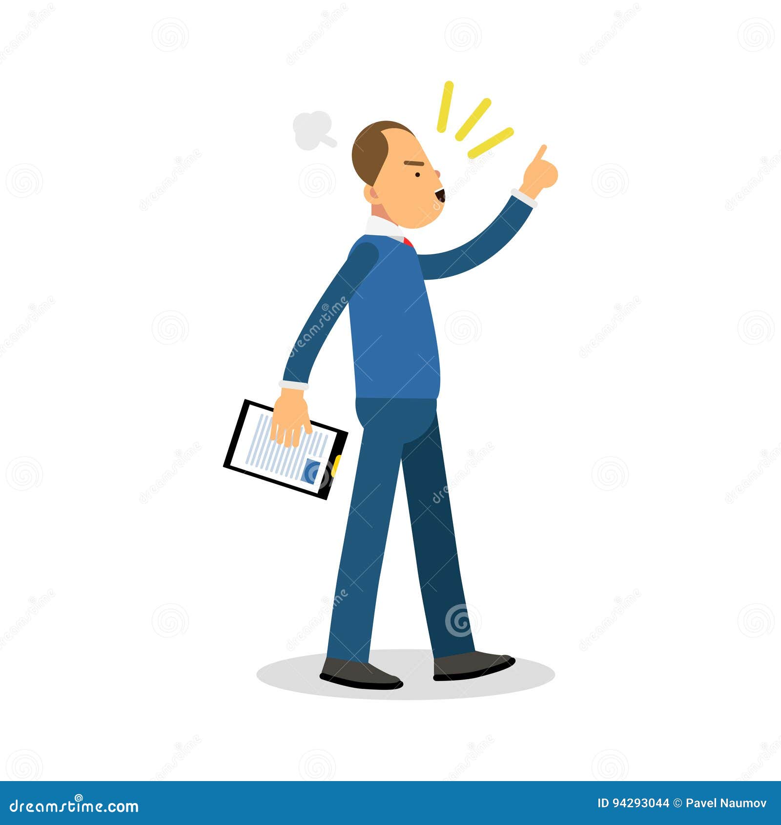 Angry Office Manager with Notepad Screaming, Upset Stressed Man Vector ...