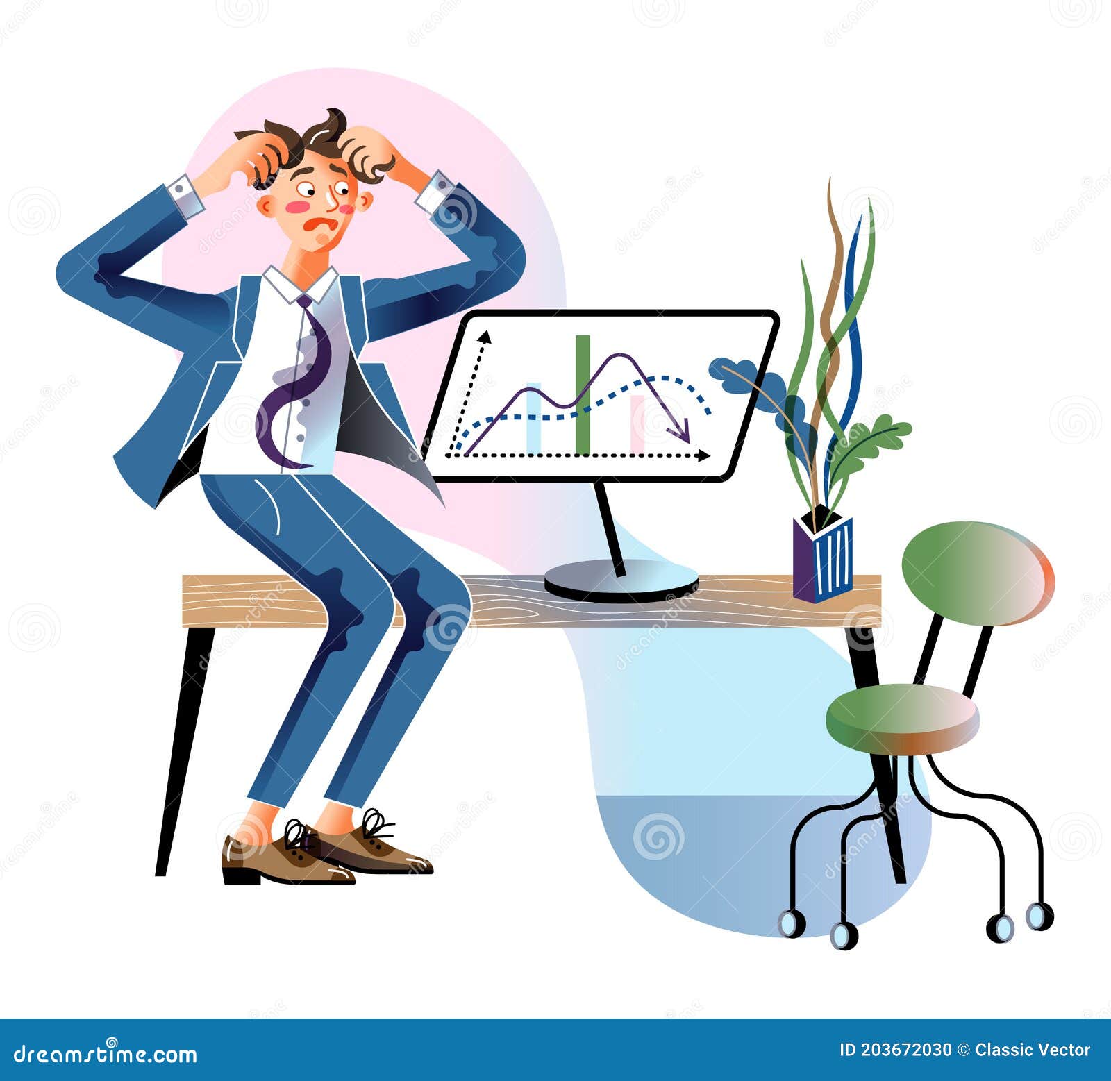 Angry Office Worker Flat Vector Illustration Stock Vector ...