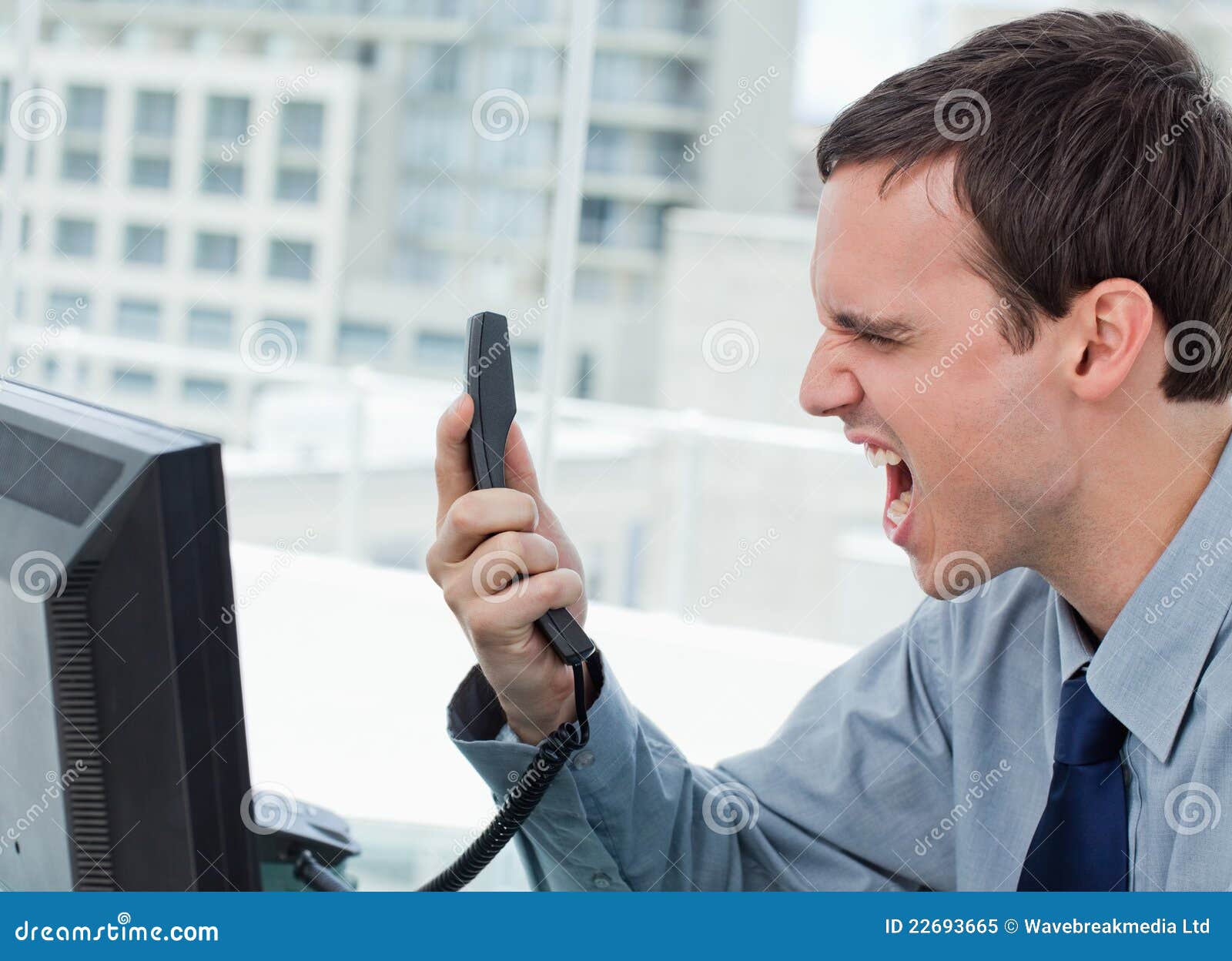 Angry Office Worker on the Phone Stock Image - Image of communication ...