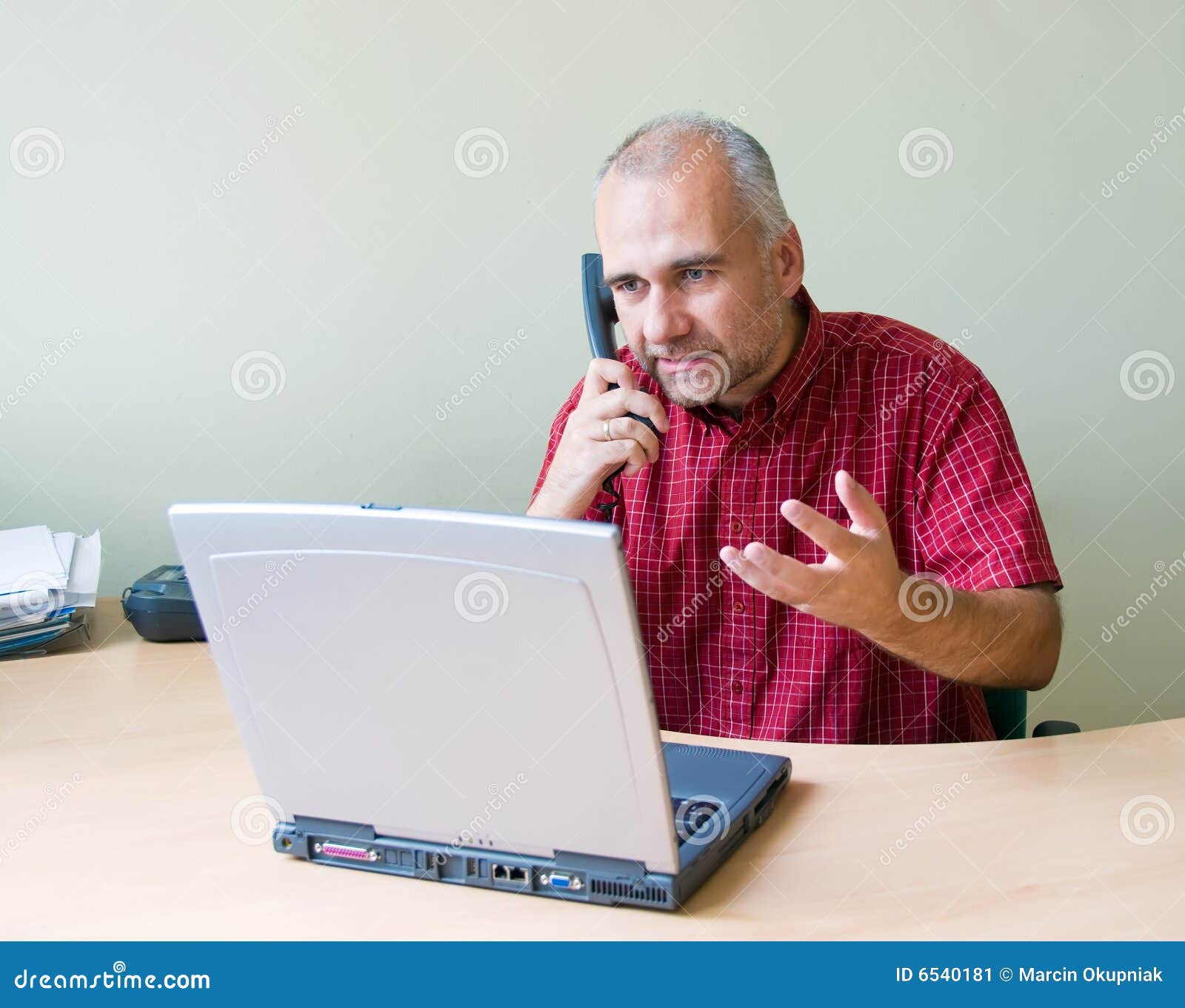 Angry Office Worker Hitting His Outdated Computer Stock Photo ...