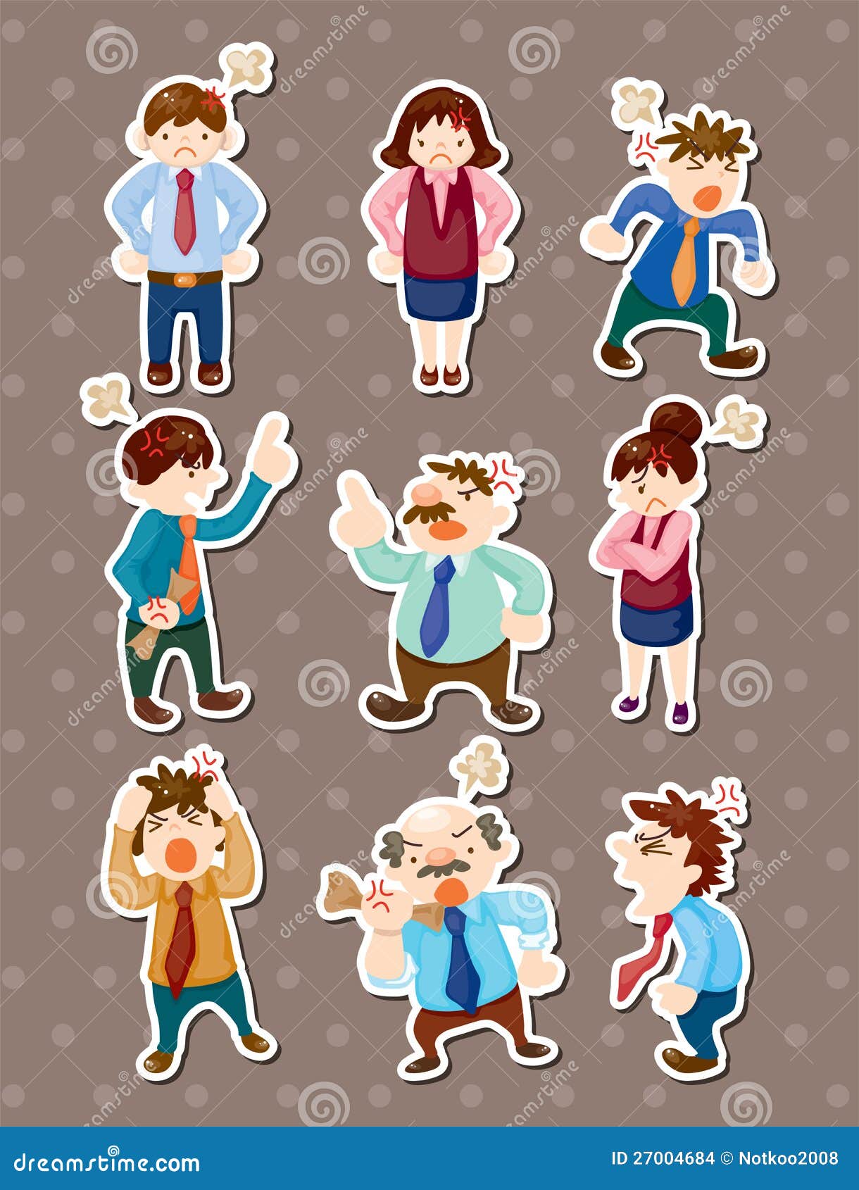 Angry Office Worker Stickers Stock Vector - Illustration of cute ...