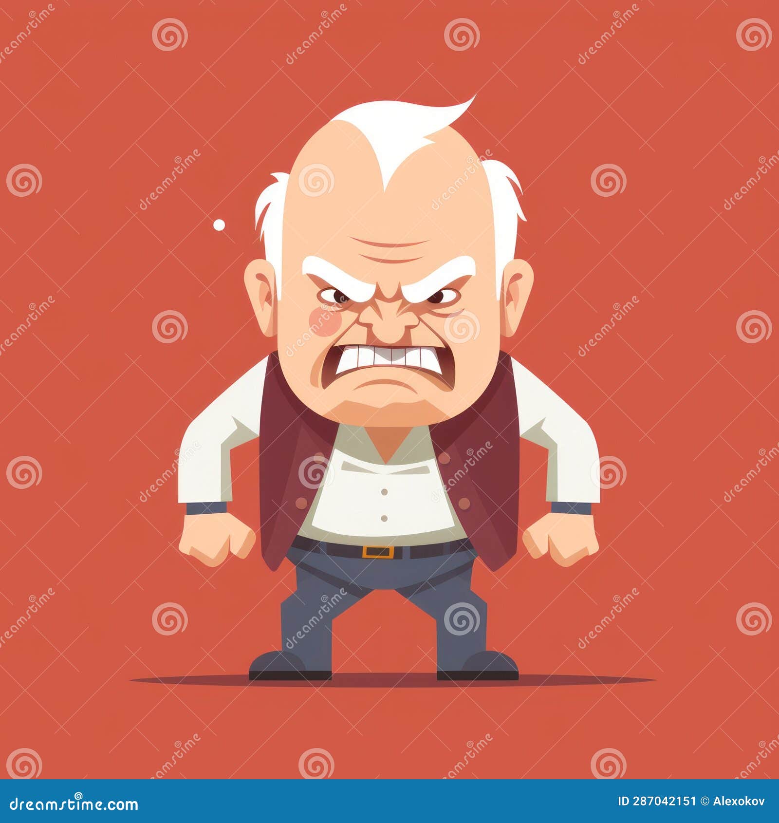 Angry Old Man - Flat Minimalistic Animation AI Generated Stock ...
