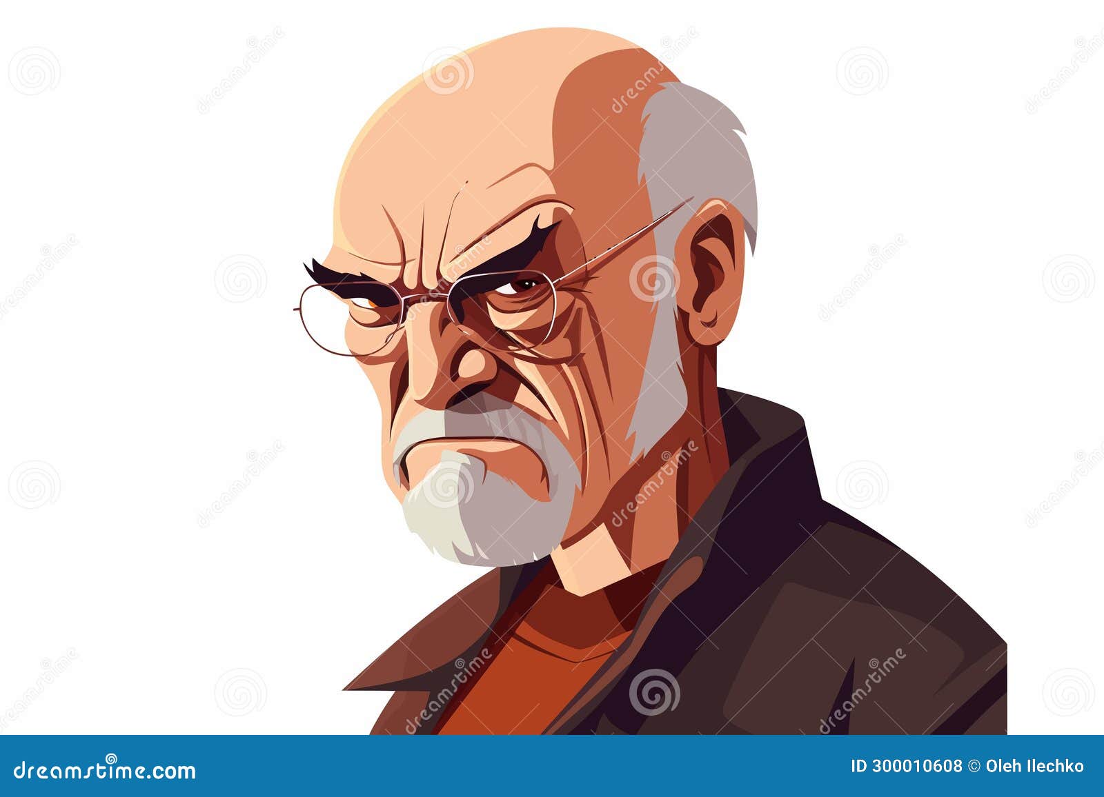 Angry Old Man Isolated Vector Style Illustration Stock Vector ...