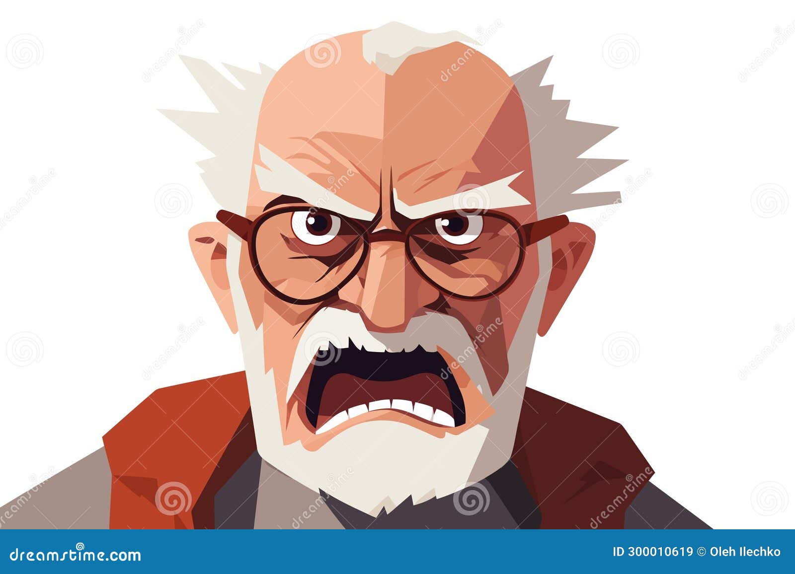 Angry Old Man Isolated Vector Style Illustration Stock Vector ...
