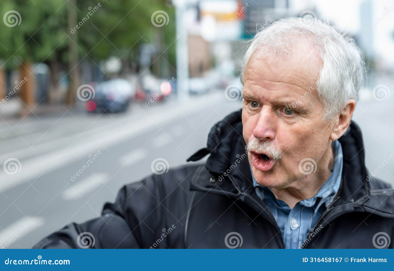 Angry Old Man Shouting on a Street Canyon. Stock Image - Image of ...