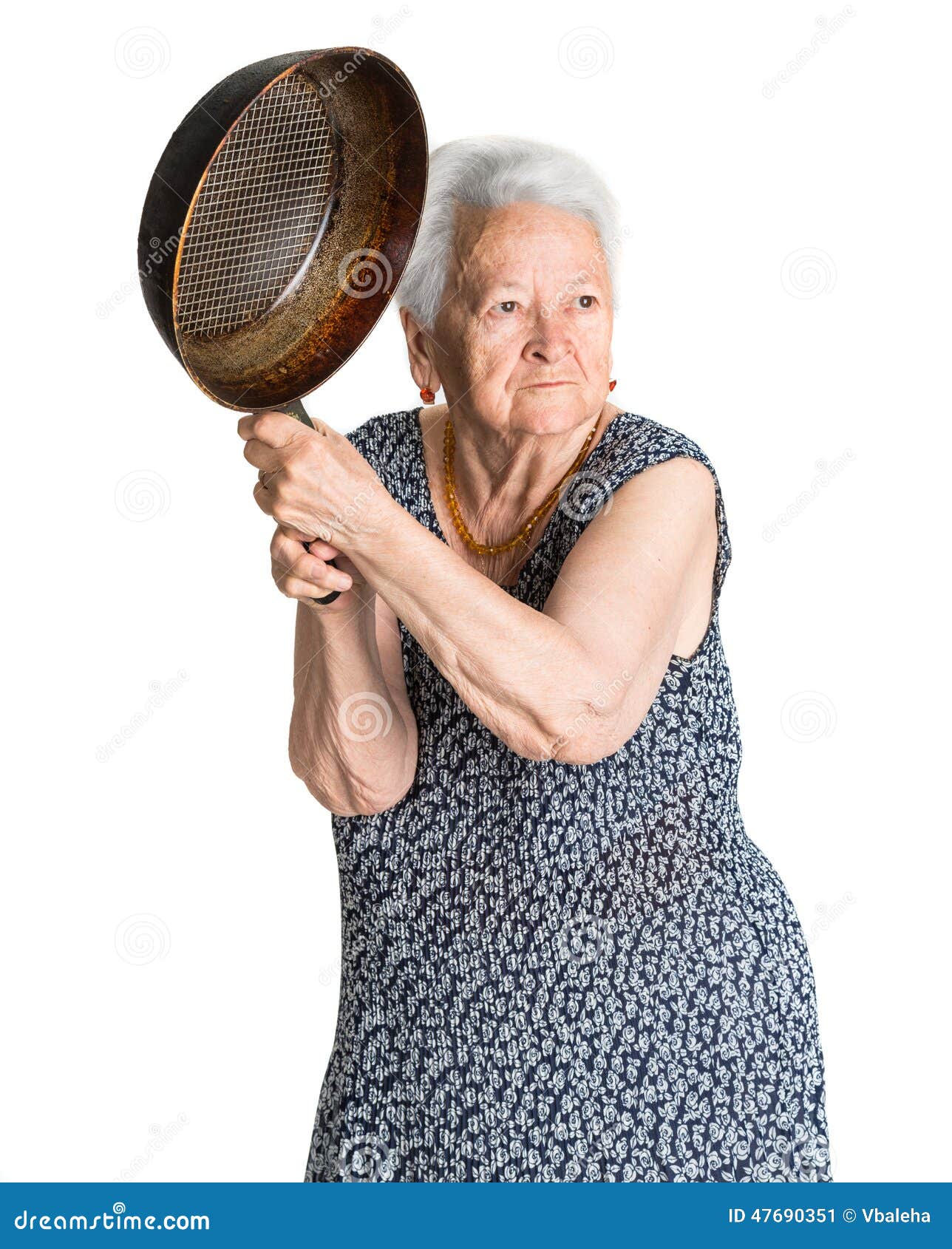 Angry old woman with a pan stock image. Image of caucasian - 47690351