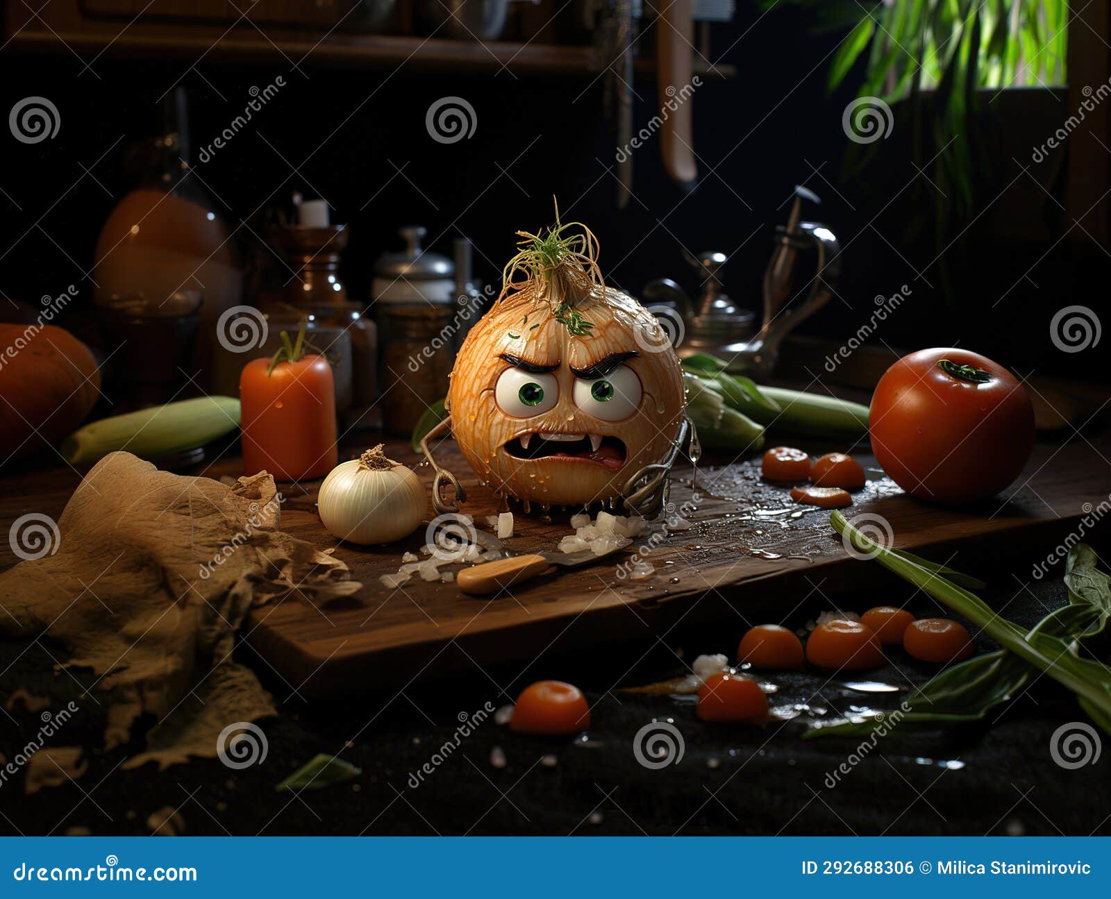 Angry Onion Character with Expressive Eyes and Funny Face on Cutting ...