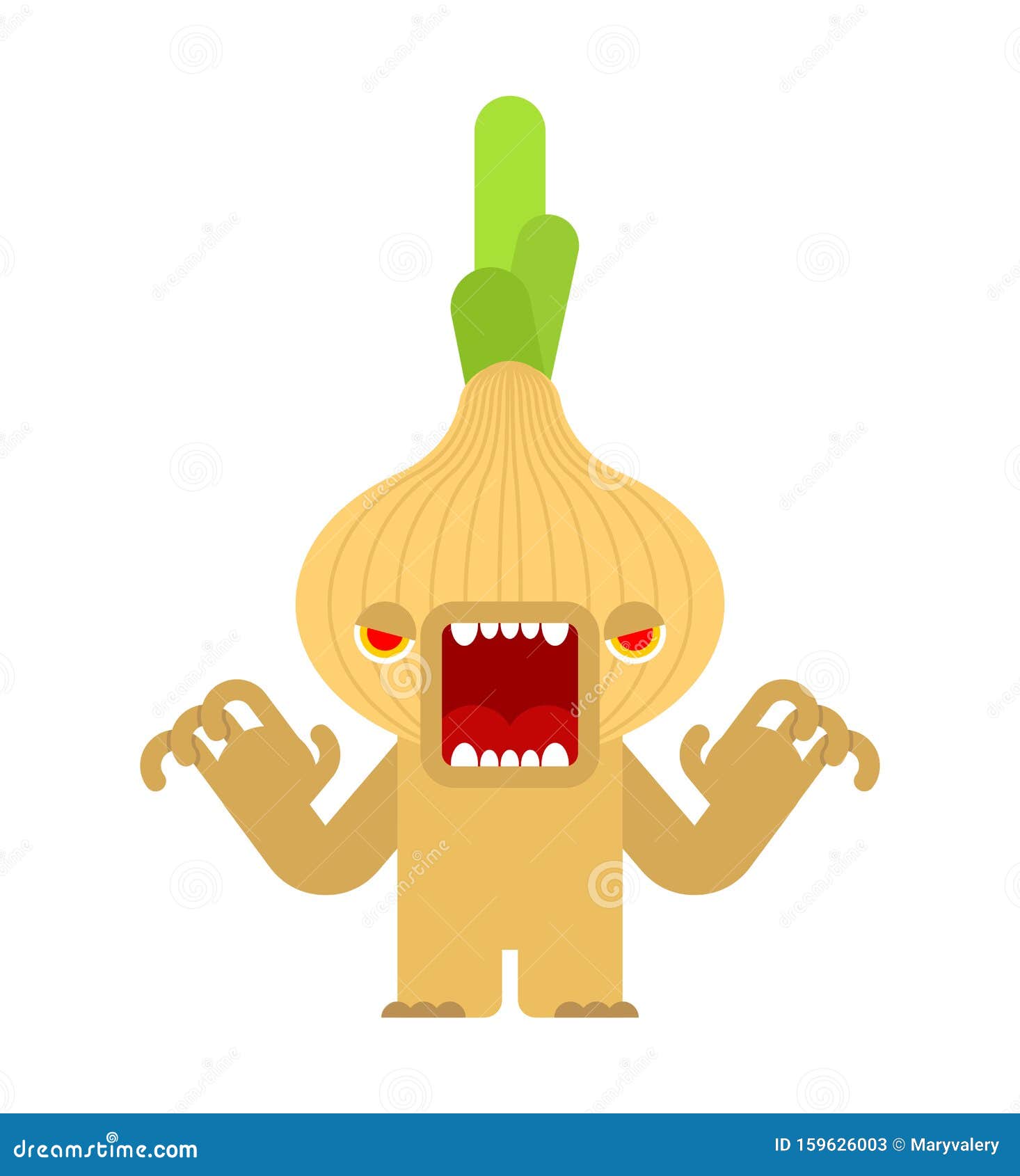 Angry Onion Isolated. Evil Vegetable Stock Vector - Illustration of ...