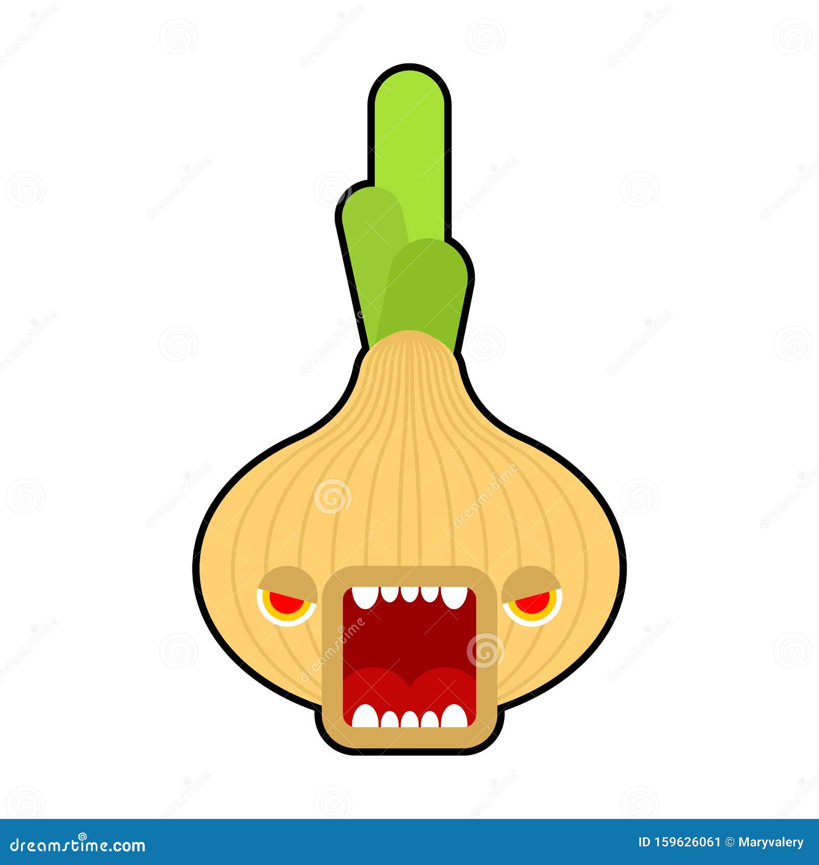 Angry Onion Isolated. Evil Vegetable Stock Vector - Illustration of ...