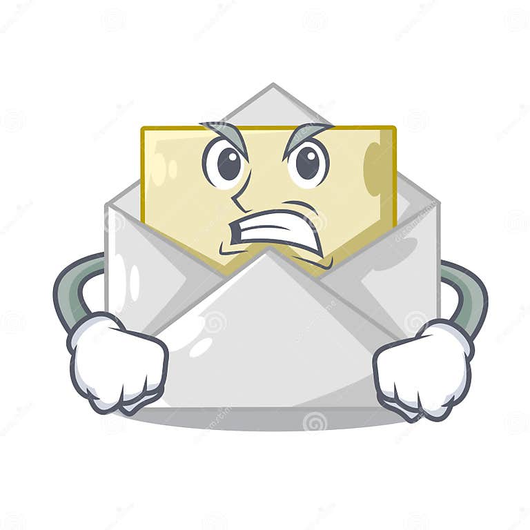 Angry Open Envelope on Cartoon Shape Blank Stock Vector - Illustration ...