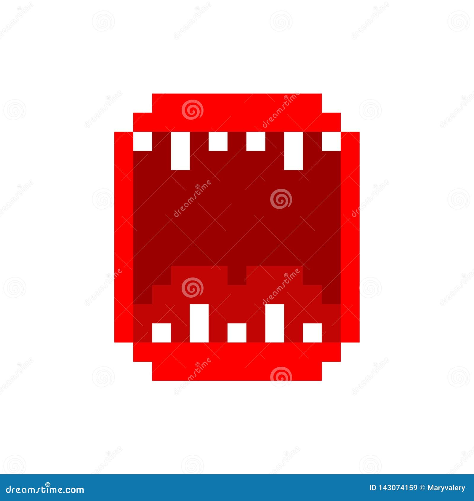 Angry Open Mouth With Teeth Pixel Art. 8bit Vector Illustration ...
