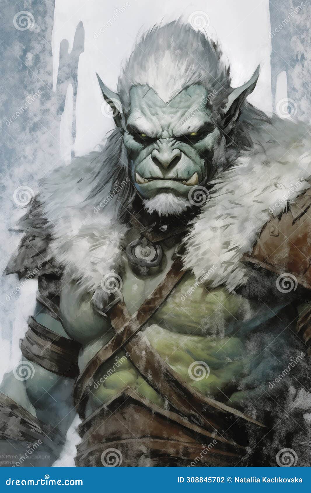 Angry orc in armor stock illustration. Illustration of skull - 308845702