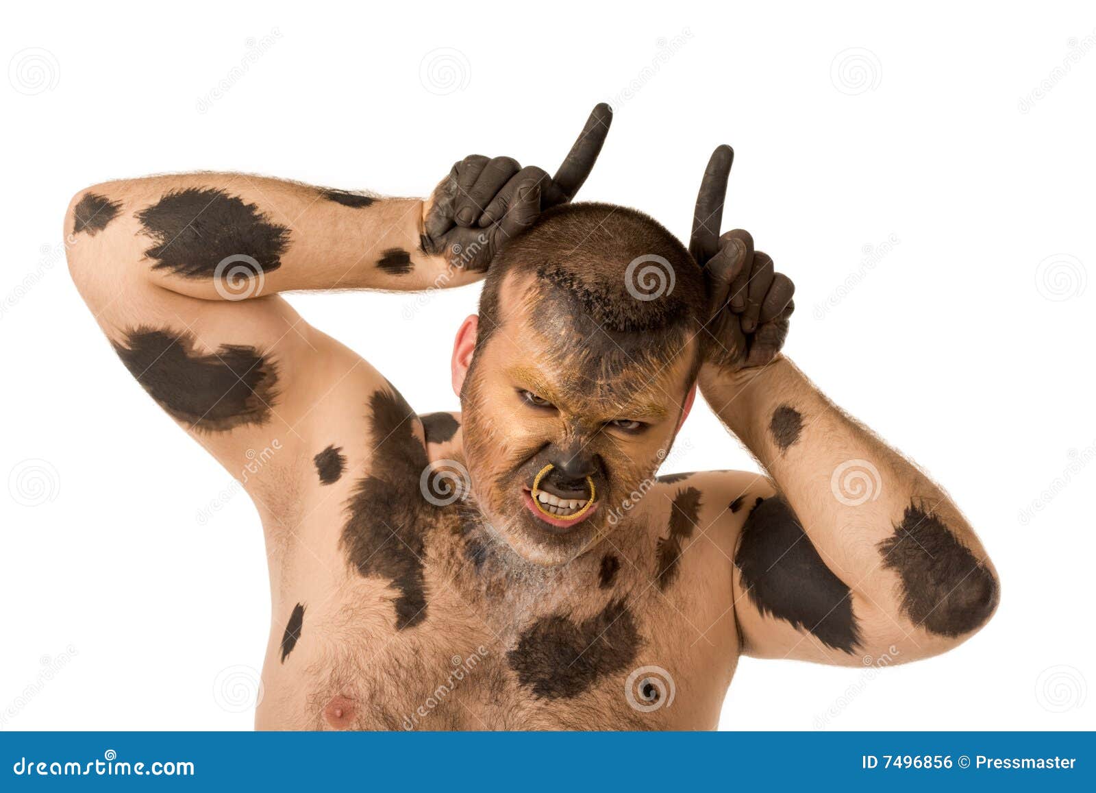 Angry ox stock photo. Image of makeup, gesture, hairy - 7496856