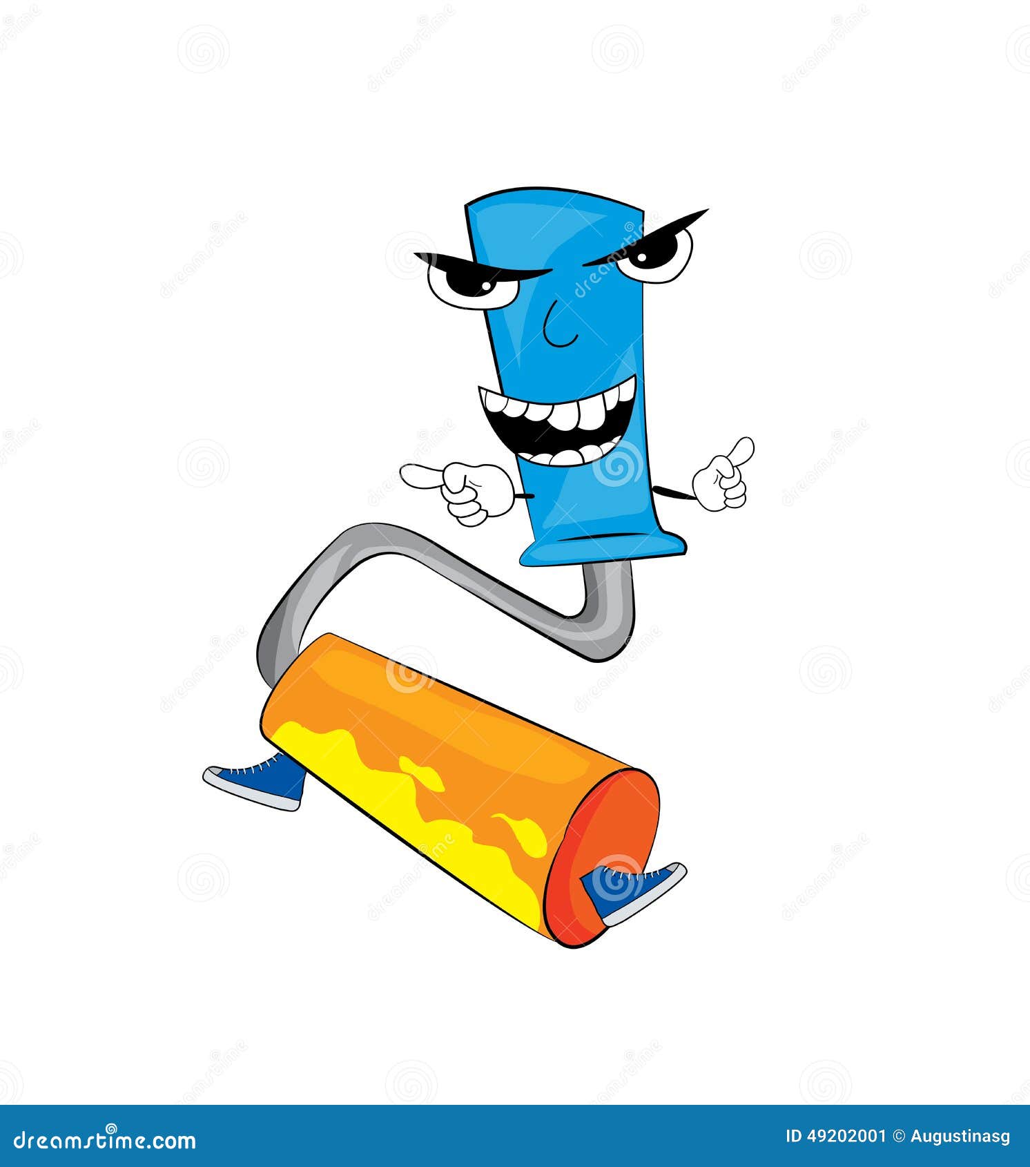 Angry Painting Roller Cartoon Stock Illustration - Illustration of ...