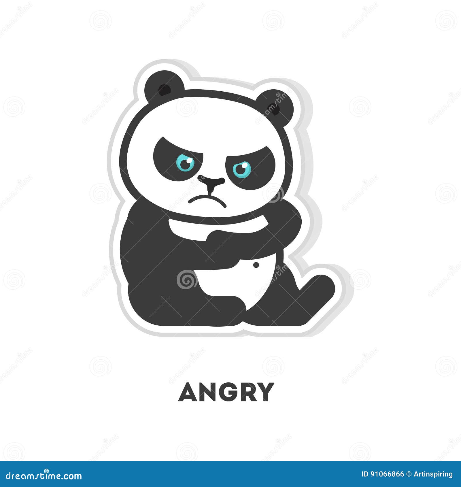 Angry panda sticker. stock vector. Illustration of animation - 91066866