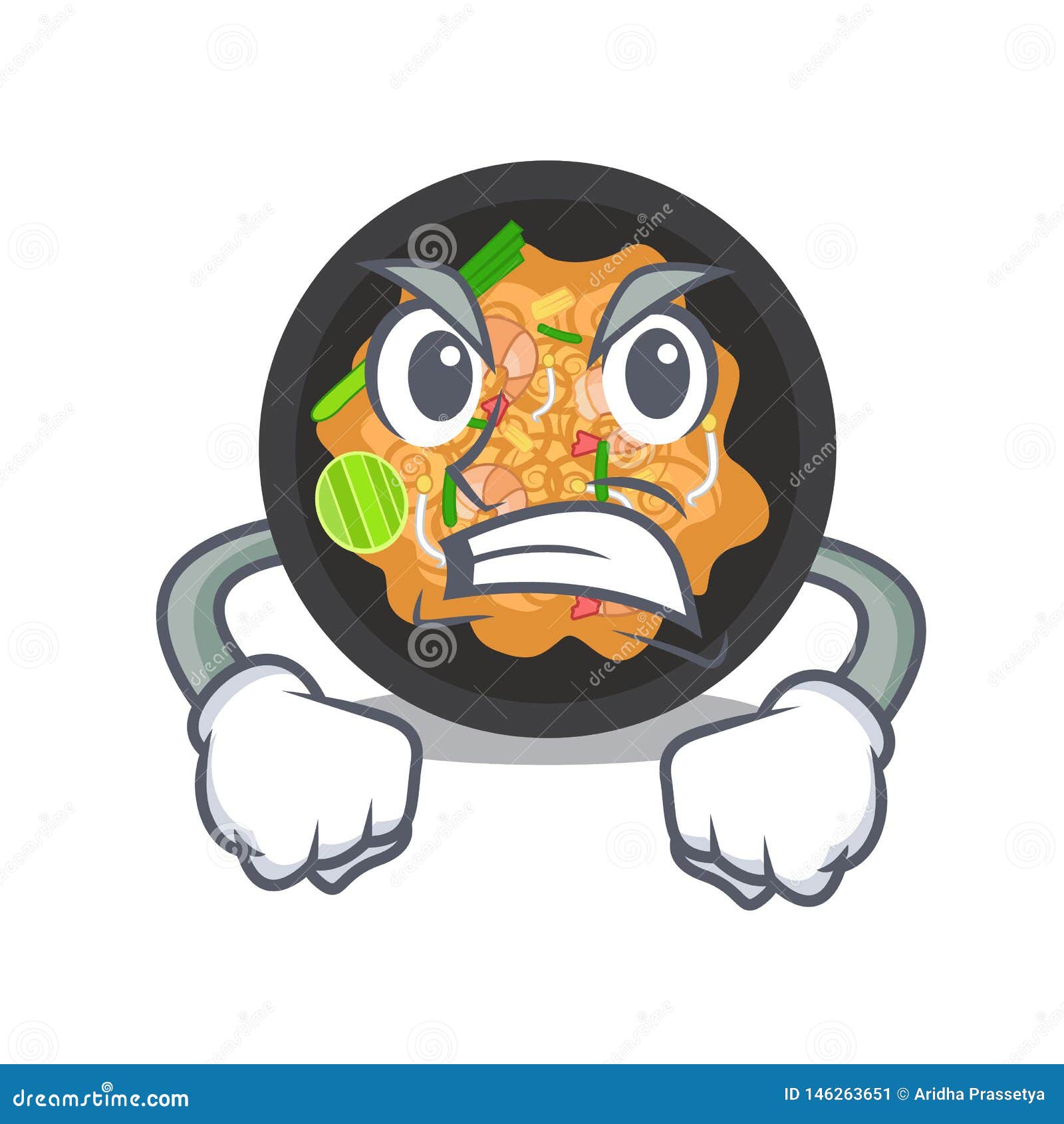 Angry Pat Thai in the Cartoon Shape Stock Vector - Illustration of ...