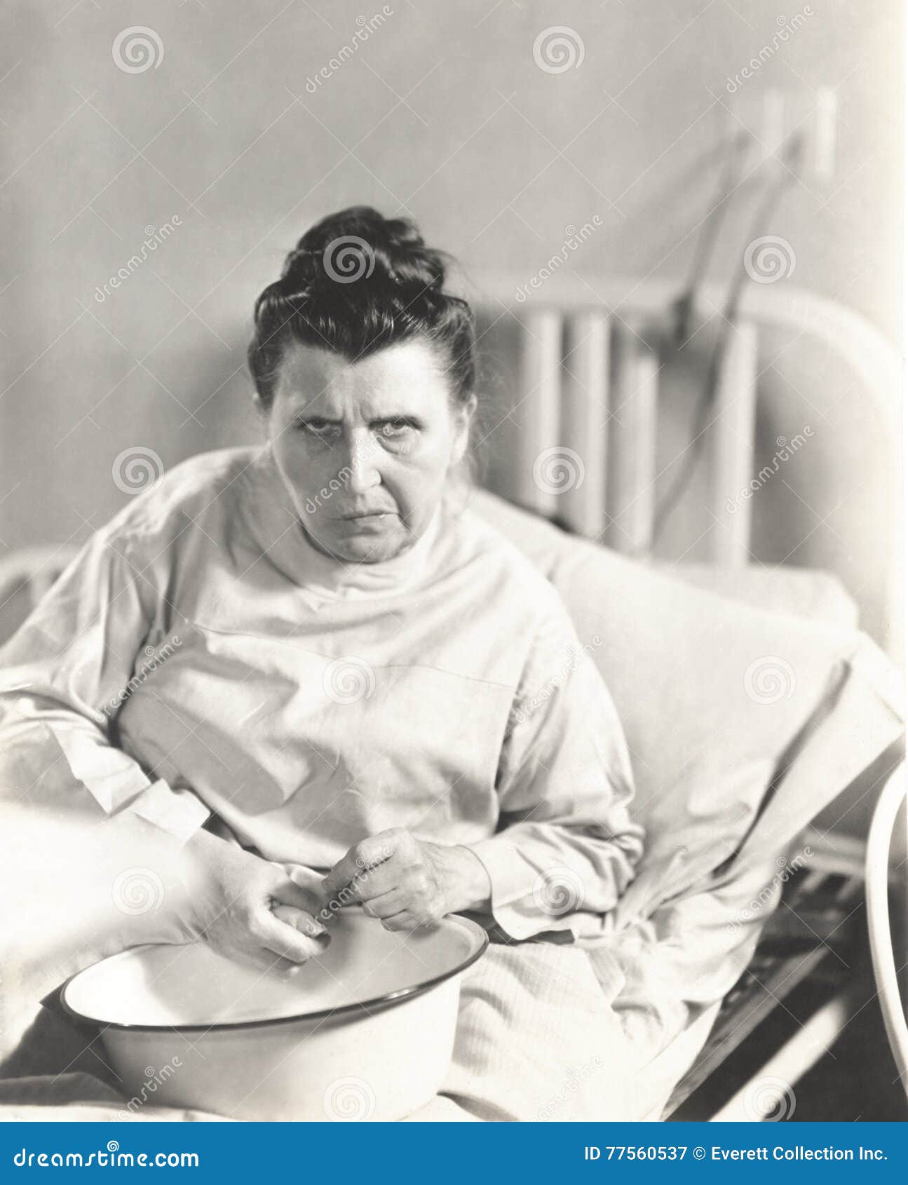 Angry Patient Man At Hospital Room Lying In Bed Pressing Nurse Call ...