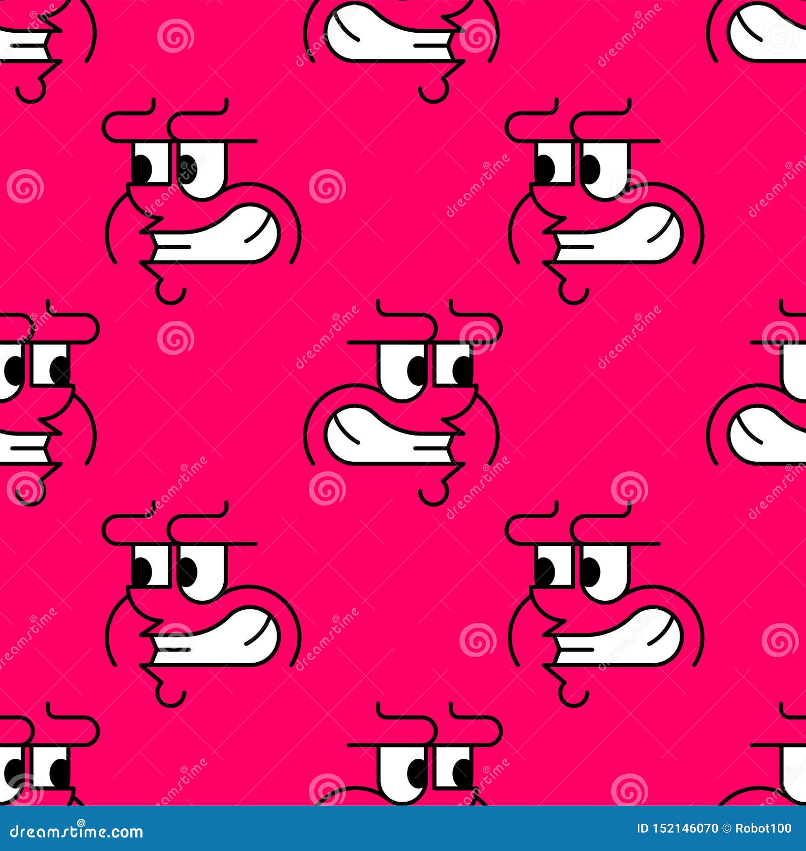 Angry Pattern Seamless. Evil Face Background. Vector Texture Stock ...