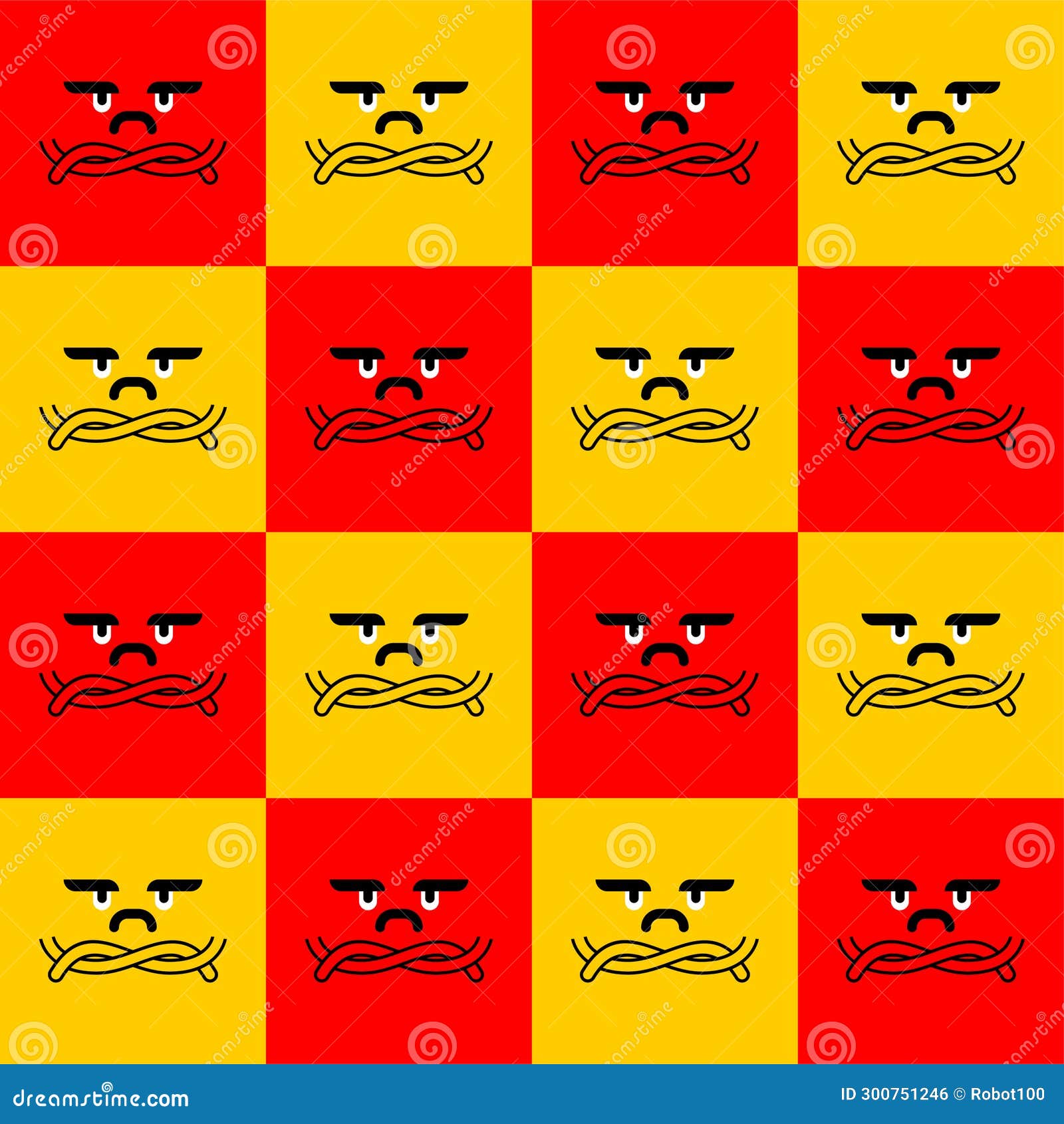 Angry Pattern Seamless. Unhappy Face Background Stock Illustration ...