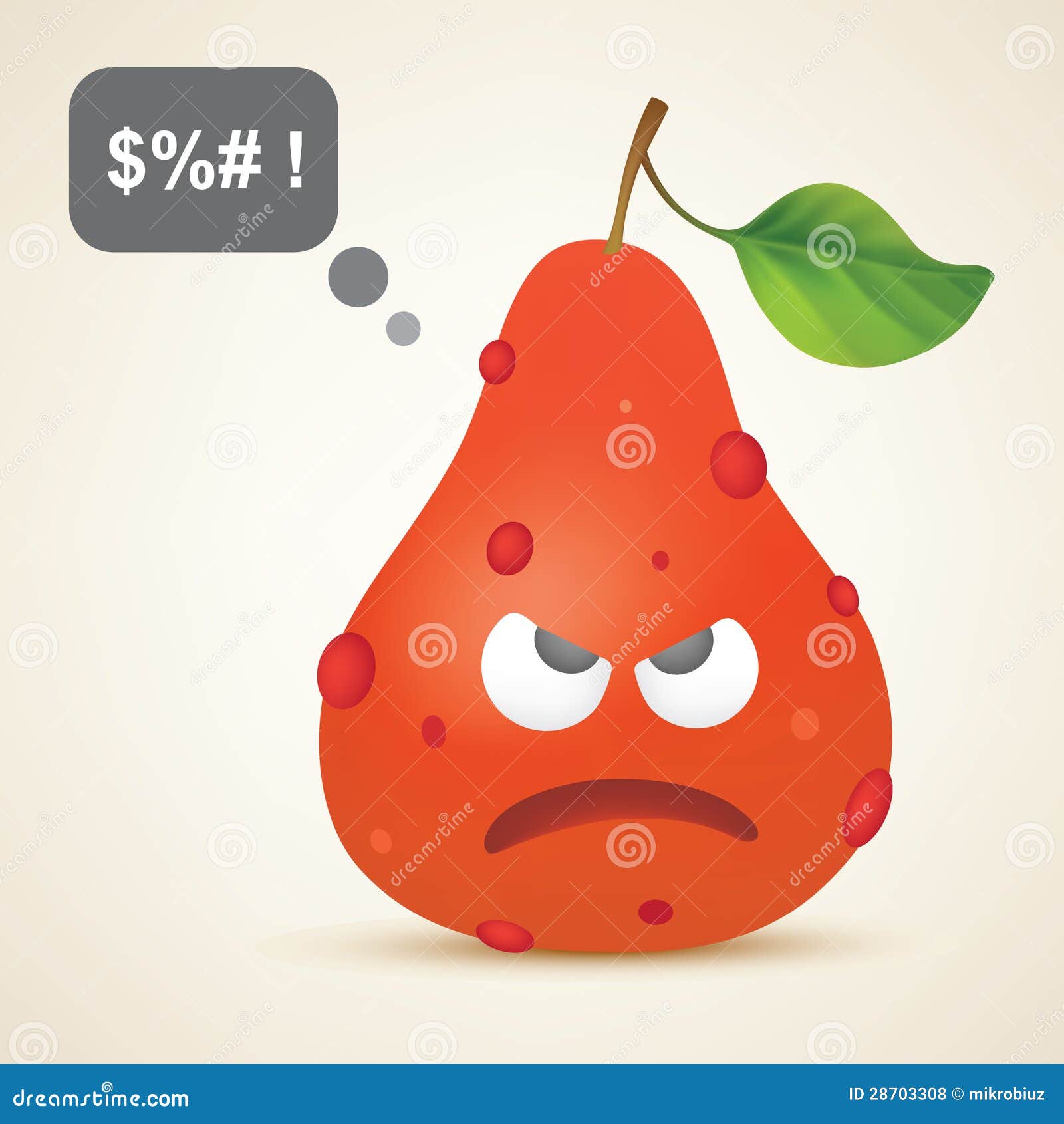 Angry pear stock vector. Illustration of character, concept - 28703308