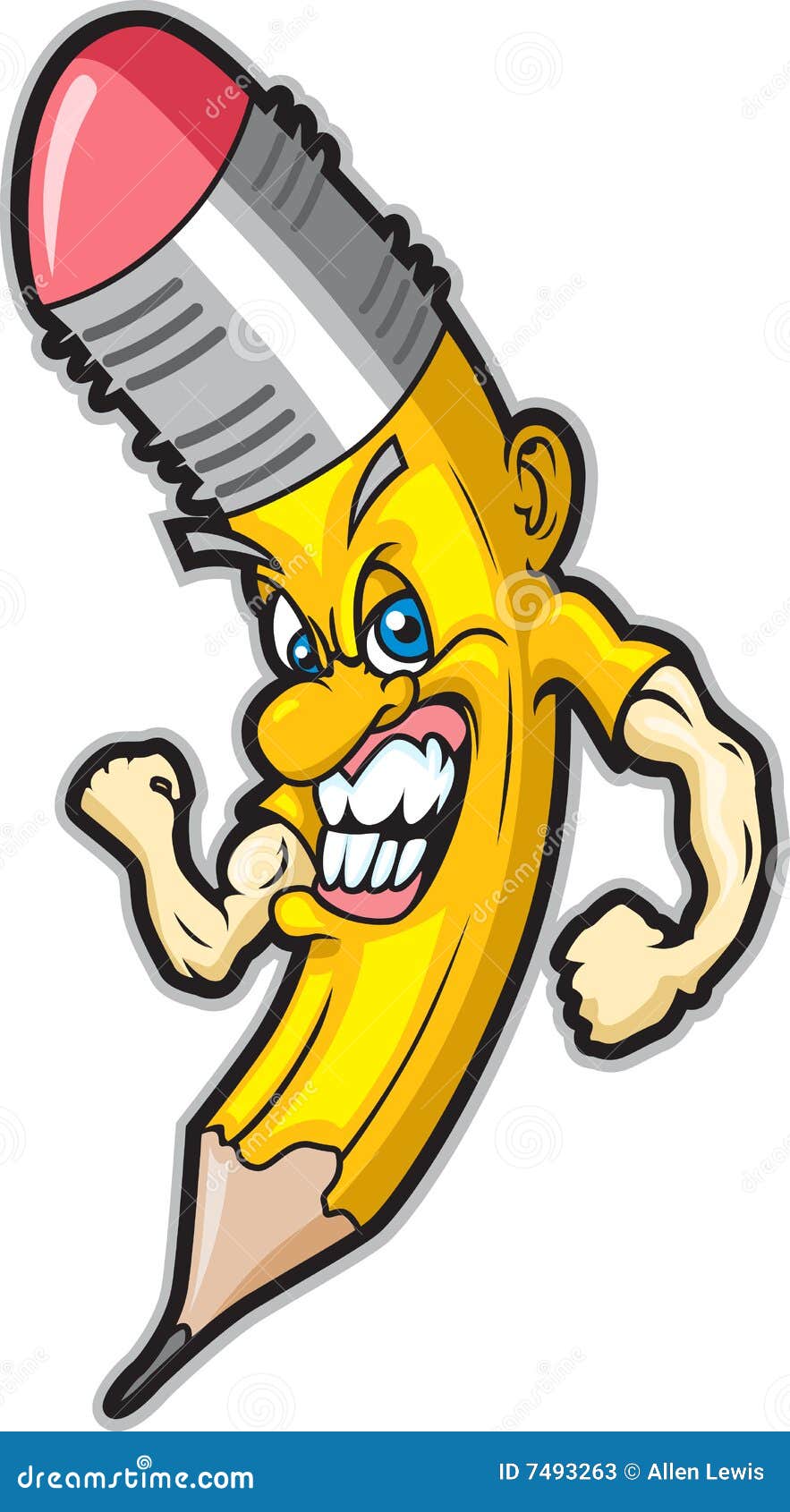 Angry Pencil stock illustration. Illustration of penmanship - 7493263
