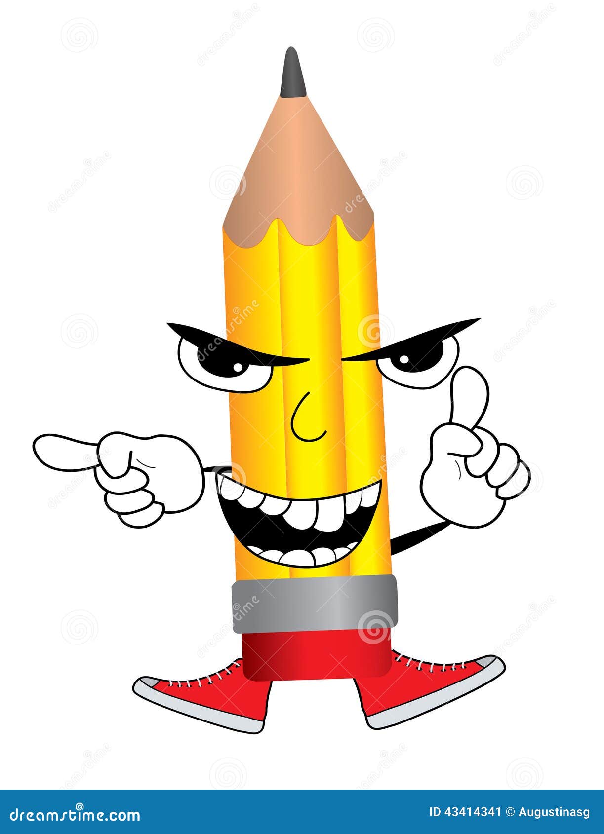 Angry pencil cartoon stock illustration. Illustration of eraser - 43414341