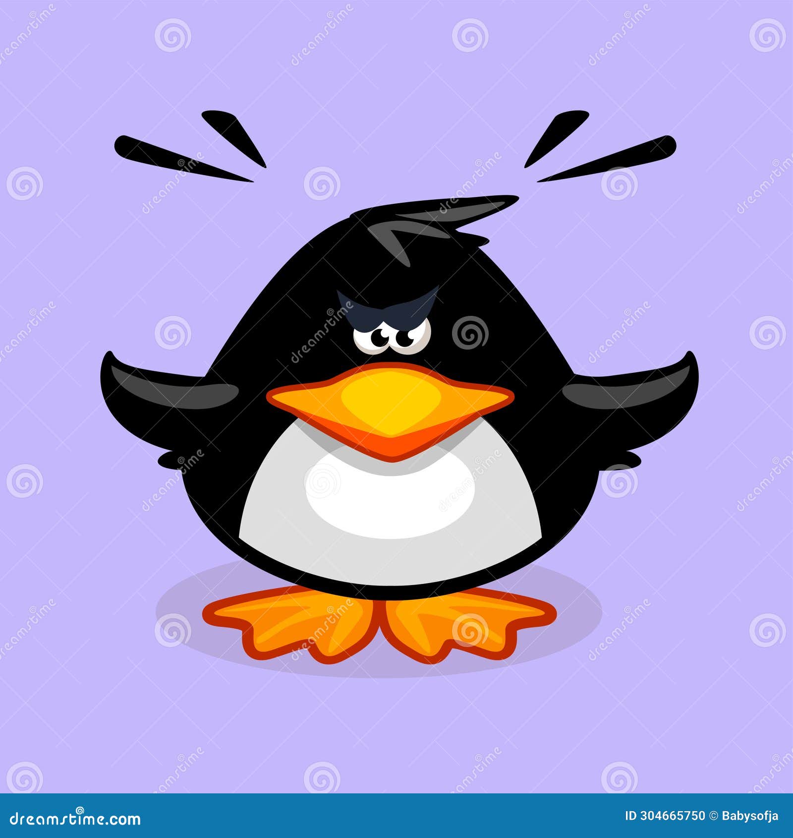 Angry Penguin, Cartoon Vector Illustration Animal. Stock Illustration ...