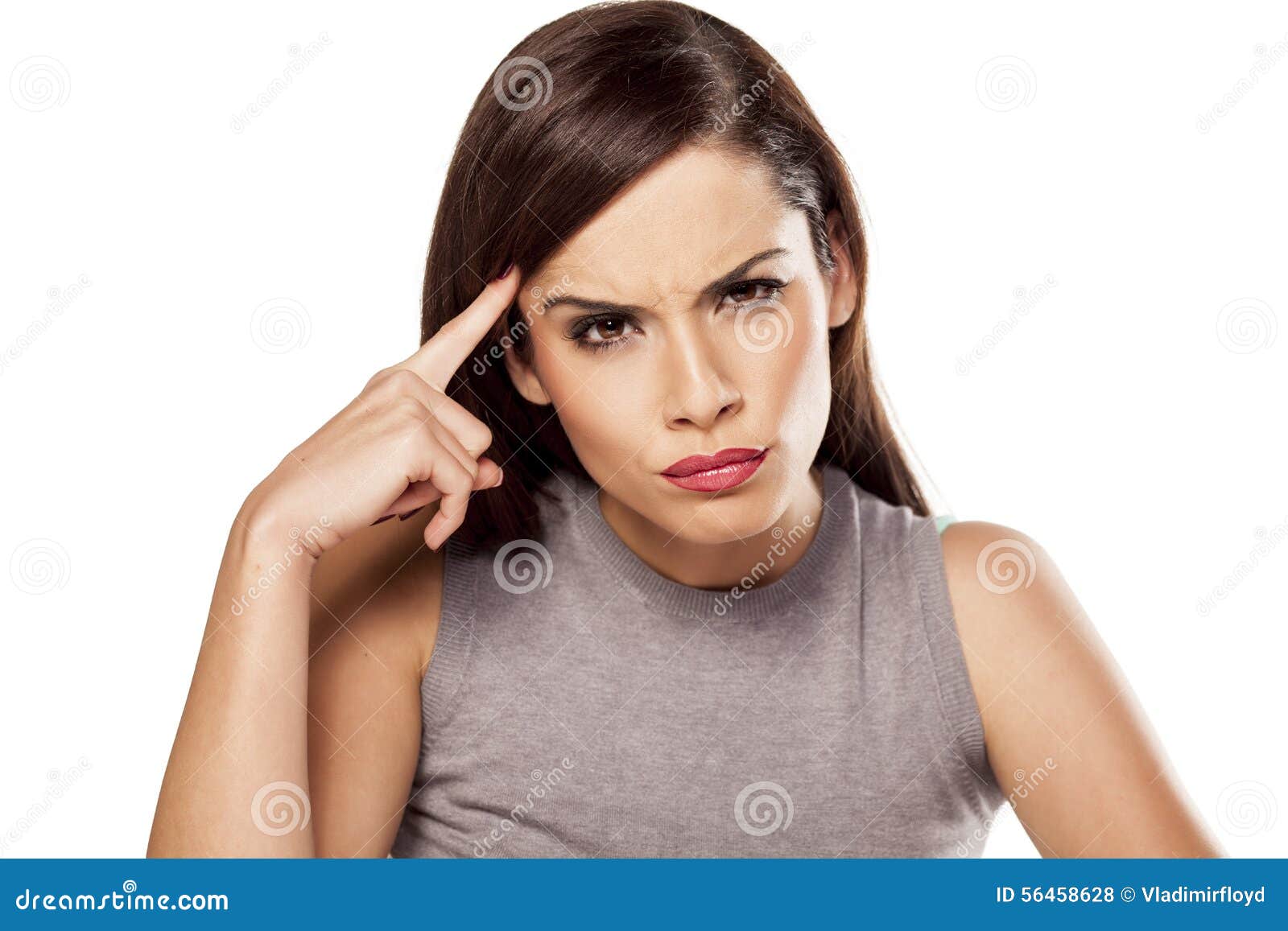 Angry pensive woman stock photo. Image of facial, pensive - 56458628