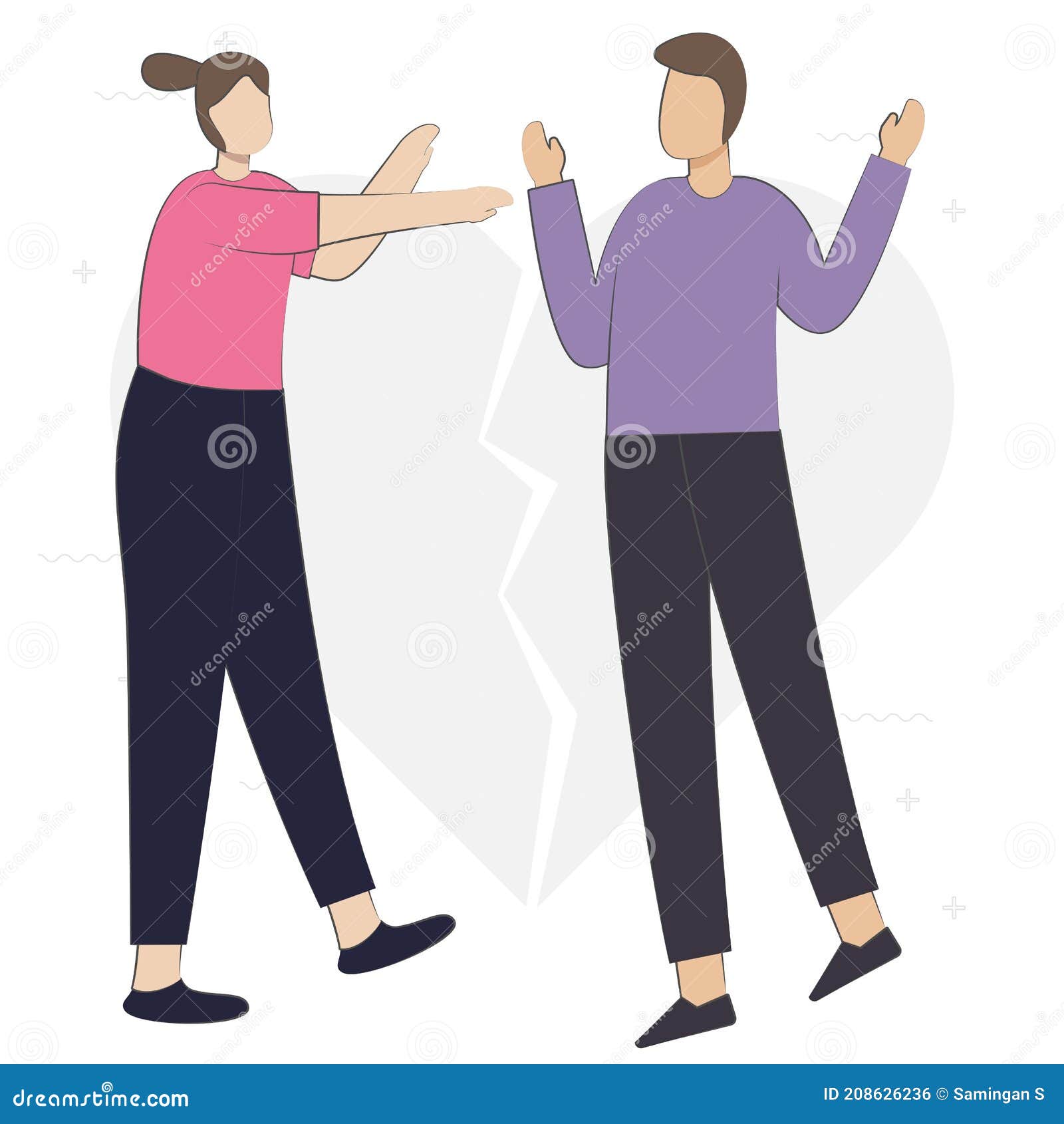 People Brawling and Shouting at Each Other Flat Cartoon Vector ...