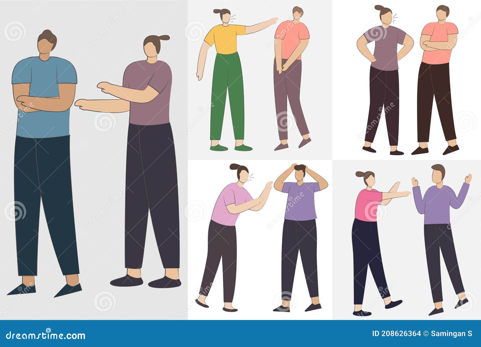 People Brawling and Shouting at Each Other Flat Cartoon Vector ...