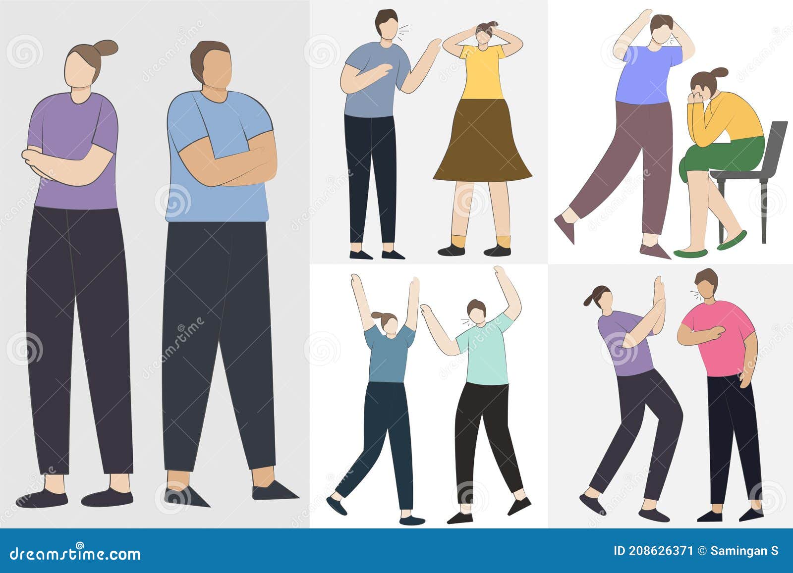 People Brawling and Shouting at Each Other Flat Cartoon Vector ...