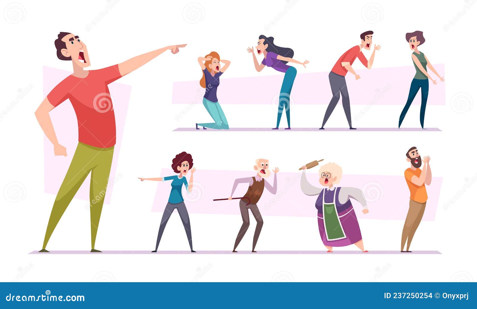 Angry People. Agressive Dialogue Shouting Characters Expressive Talking ...
