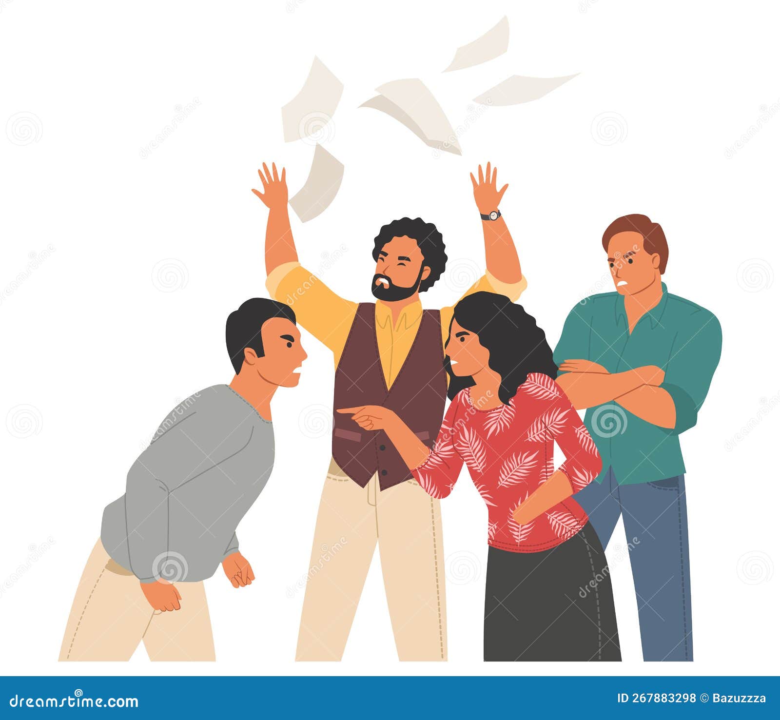 Angry People Quarrel at Office Workplace Vector Stock Illustration ...
