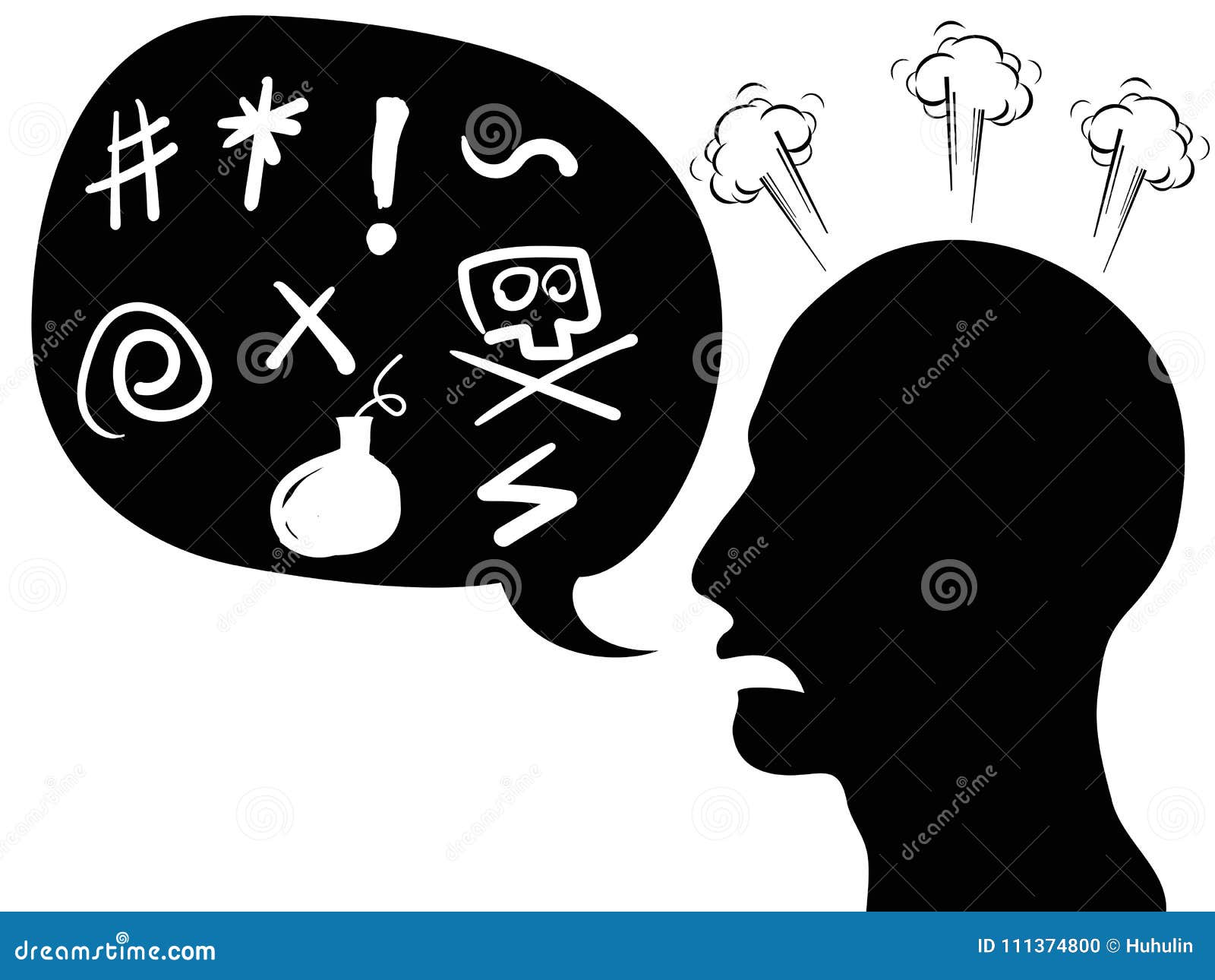 Angry Person One Line Drawing With Artsy Style Isolated On White ...