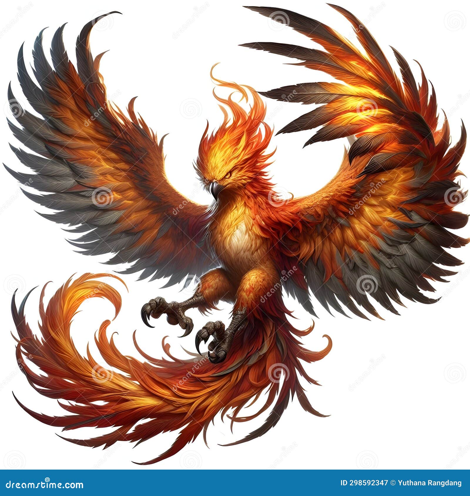 Angry Phoenix Full Body , Ultra-realistic. Stock Illustration ...
