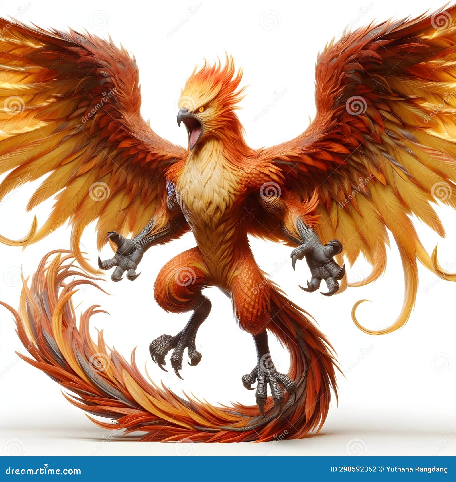 Angry Phoenix Full Body , Ultra-realistic. Stock Illustration ...