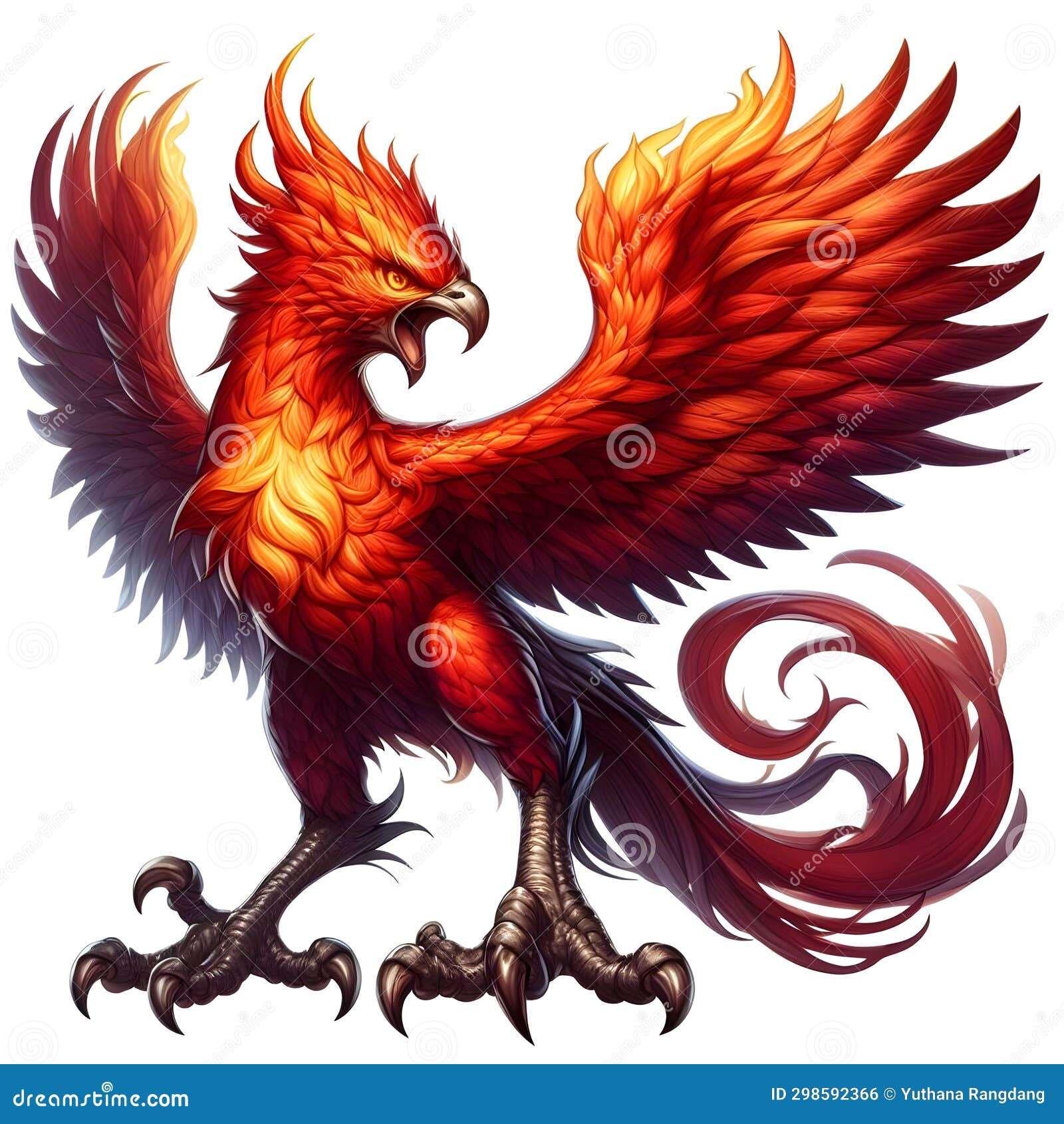 Angry Phoenix Full Body , Ultra-realistic. Stock Illustration ...