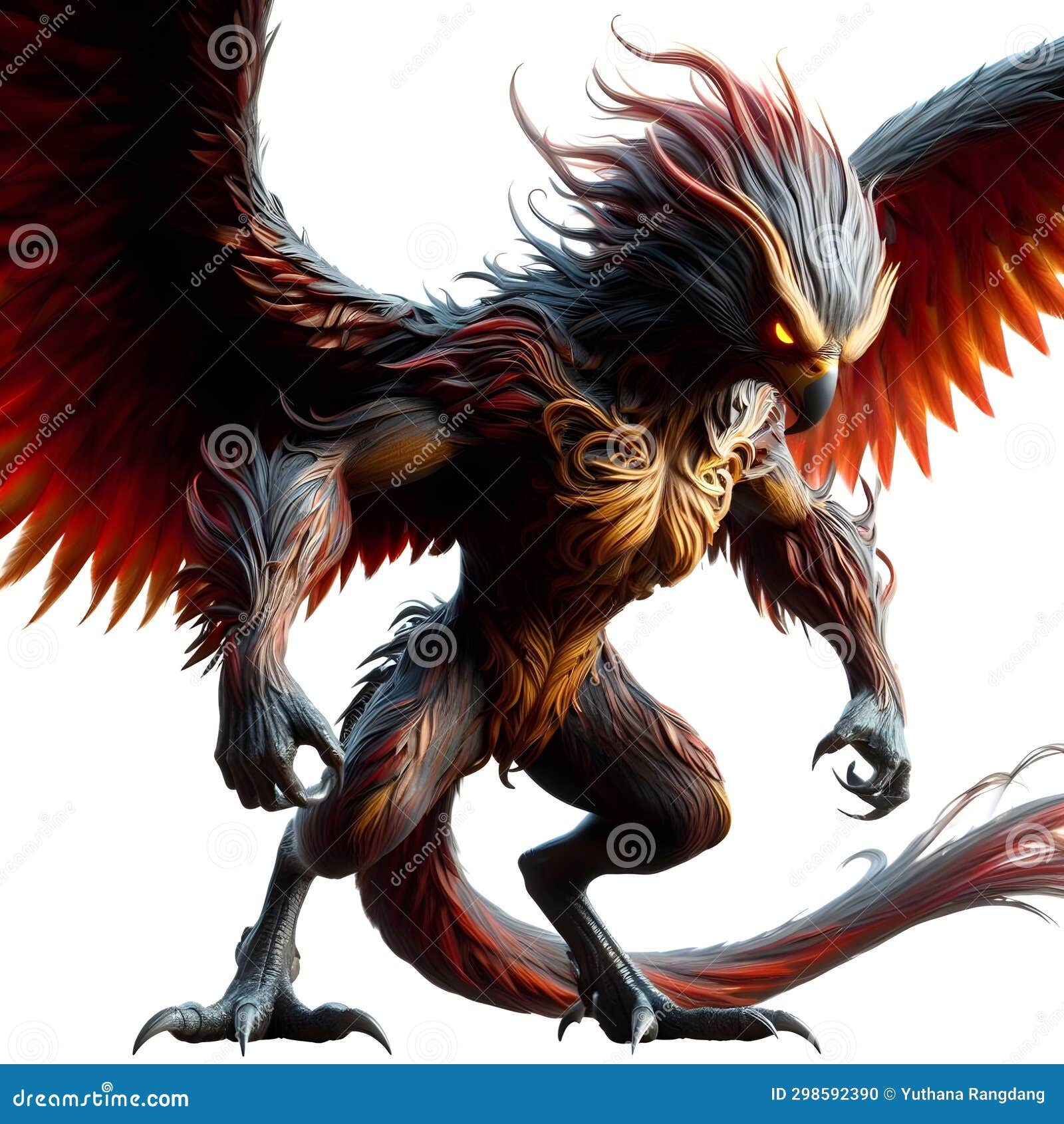 Angry Phoenix Full Body , Ultra-realistic. Stock Illustration ...