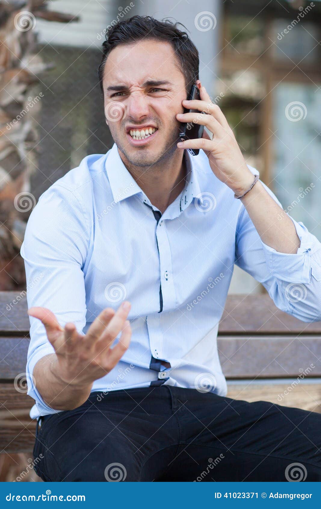 Angry on phone stock image. Image of bench, business - 41023371