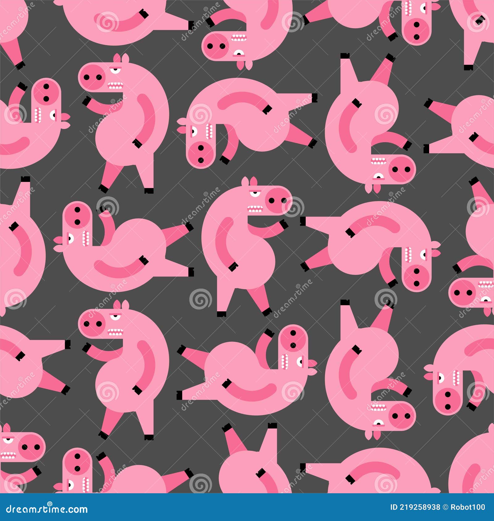 Angry Pig Pattern Seamless. Disgruntled Piggy Background. Wicked Swine ...