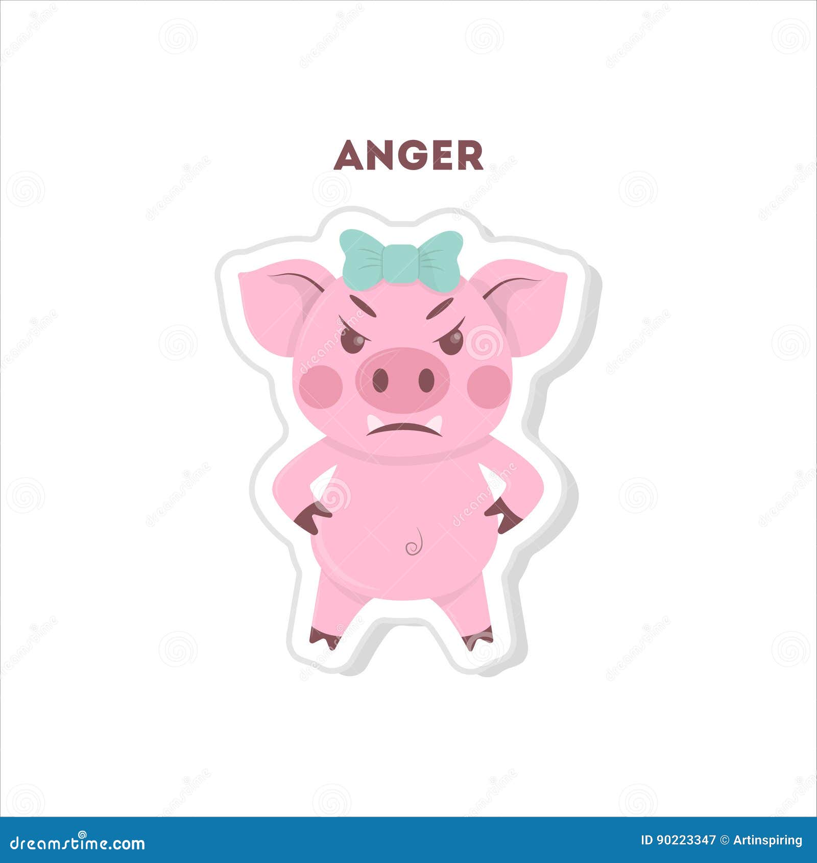 Angry pig sticker. stock vector. Illustration of person - 90223347