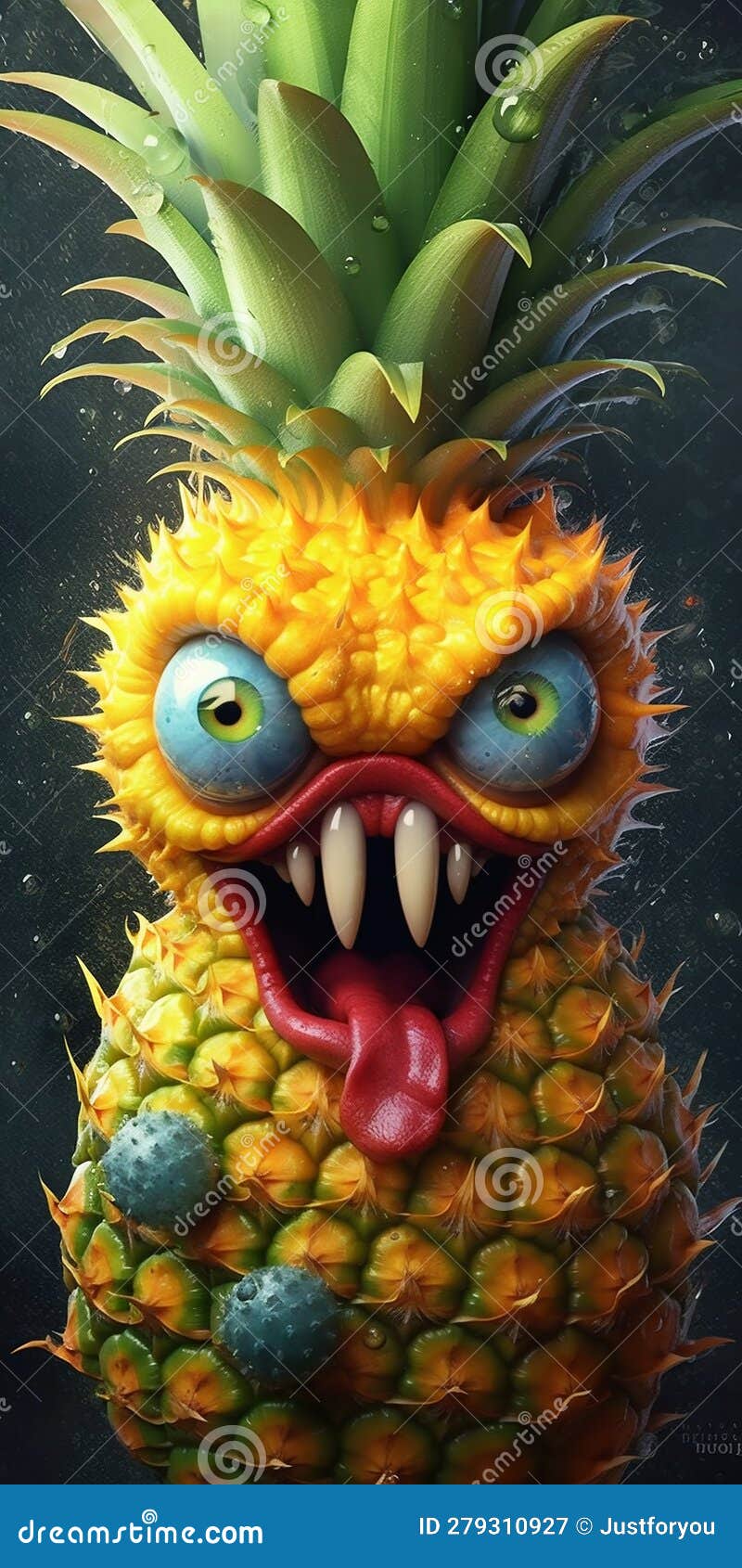 Angry Pineapple Fruit. Generative Ai Stock Illustration - Illustration ...