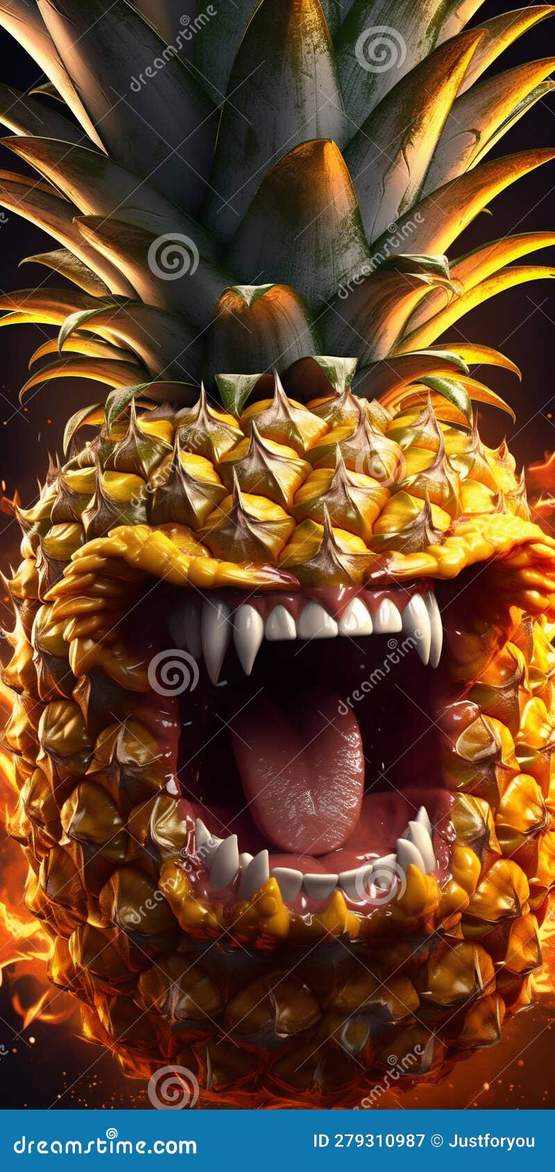 Angry Pineapple Fruit. Generative Ai Stock Illustration - Illustration ...